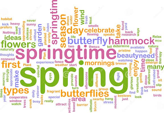 Spring wordcloud stock illustration. Illustration of seasonal - 9129373