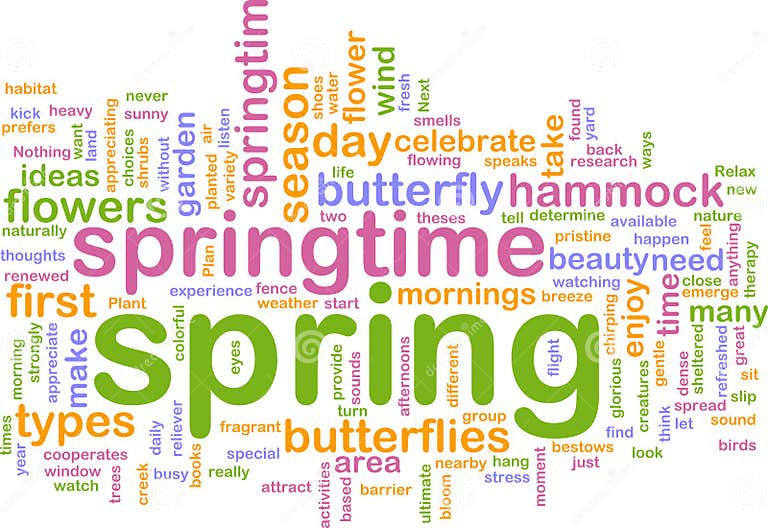 Spring wordcloud stock illustration. Illustration of seasonal - 9129373
