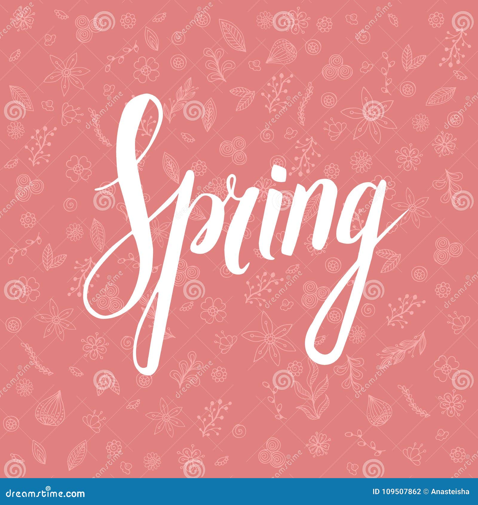 Spring Wording with Floral Elements. Stock Vector - Illustration of ...