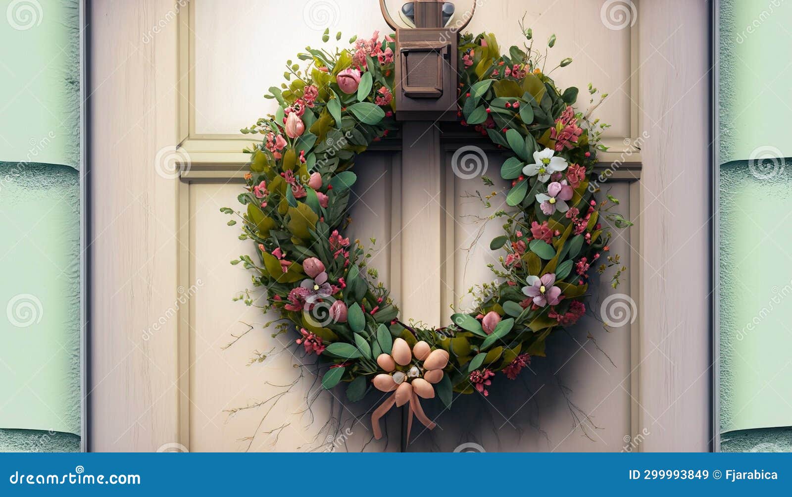 Spring Wreath As a Decoration on the Door Stock Illustration ...