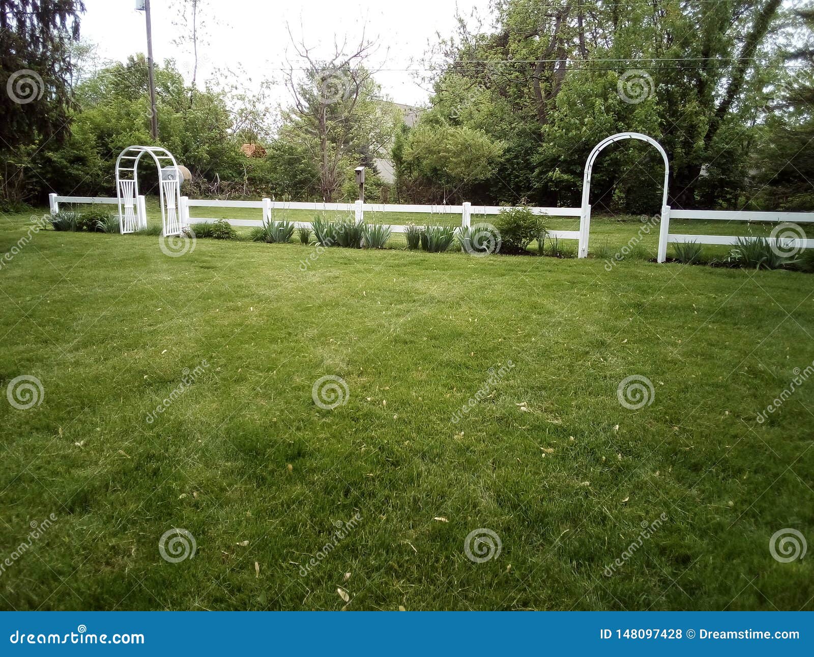 Spring yard work stock photo. Image of work, flowerbed - 148097428