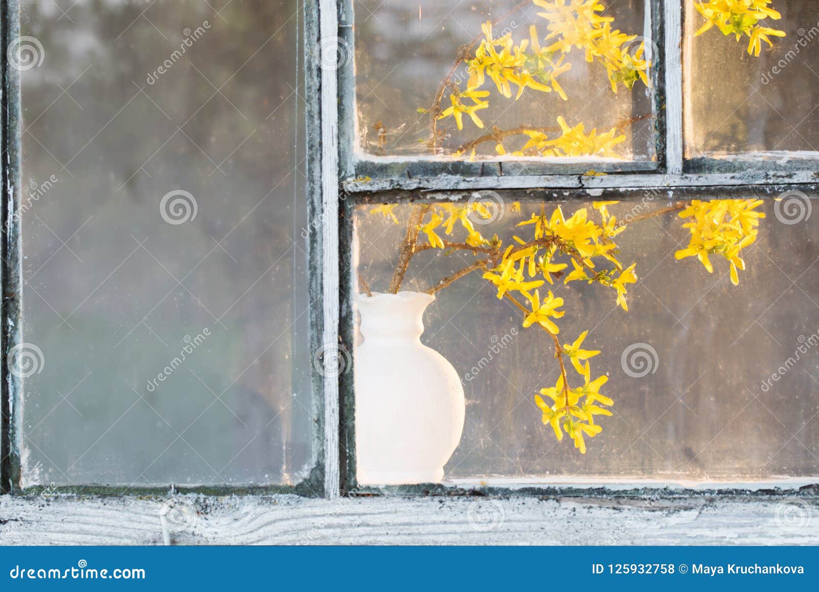 Spring Yellow Flowers in Vase on Window Stock Photo - Image of home ...