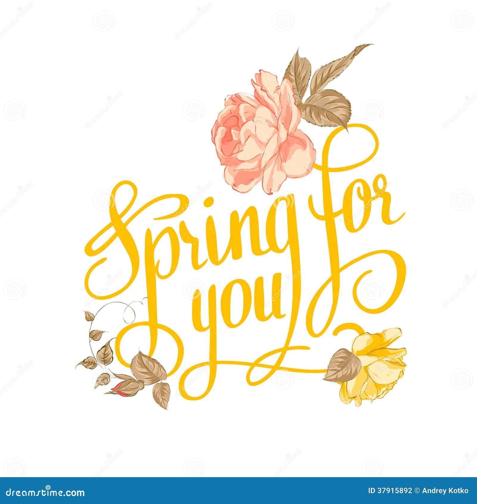 Spring for You. Calligraphic Text Stock Vector - Illustration of paint ...