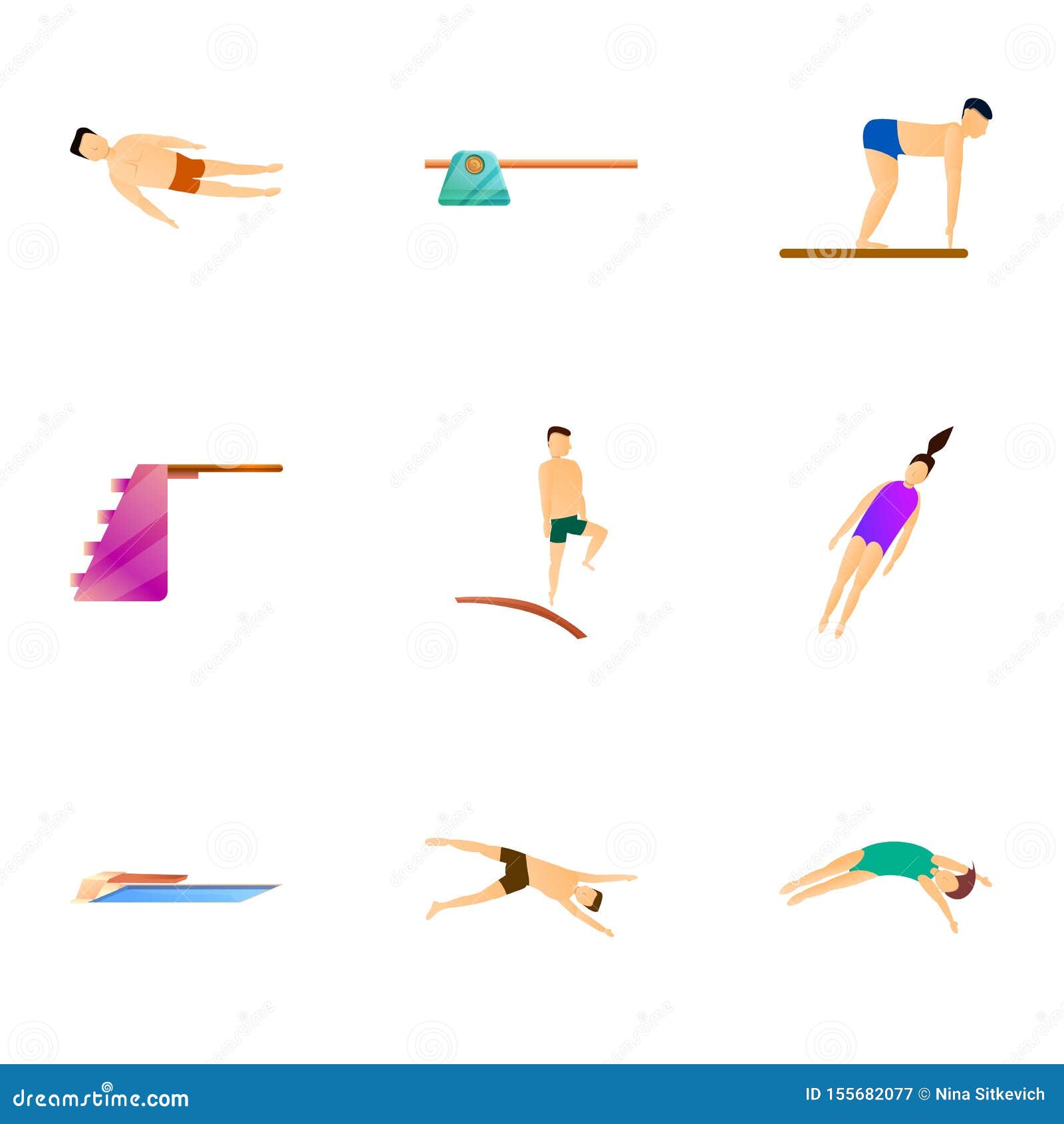 Springboard Icon Set, Cartoon Style Stock Vector - Illustration of ...