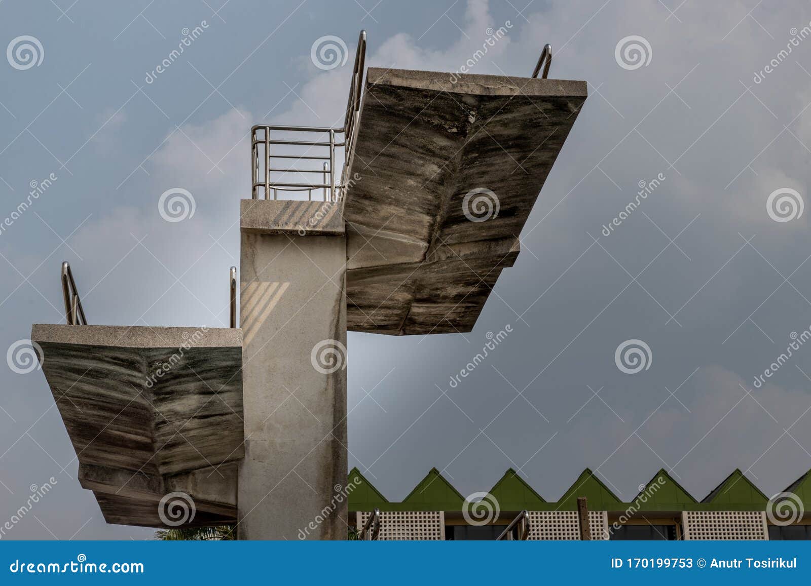 The Springboard on Old Diving Platform Stock Image - Image of grunge ...