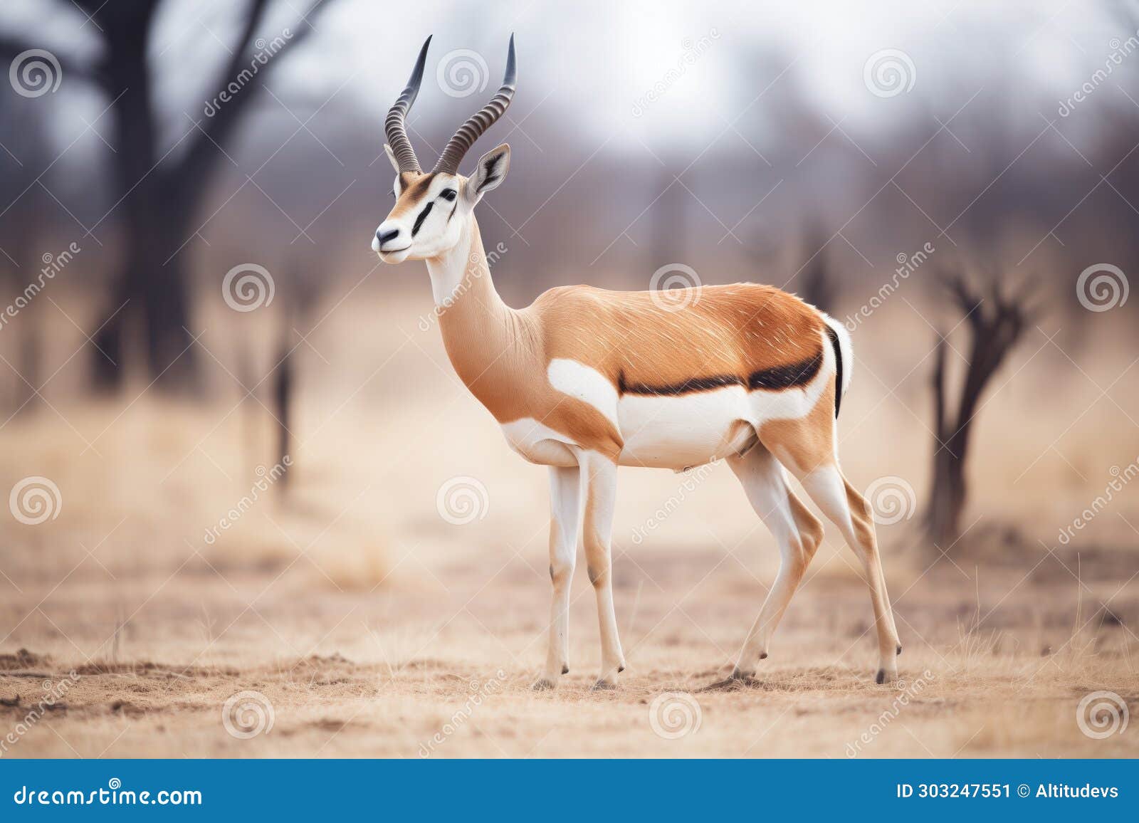 Springbok with Distinctive Markings Standing Out Stock Illustration ...