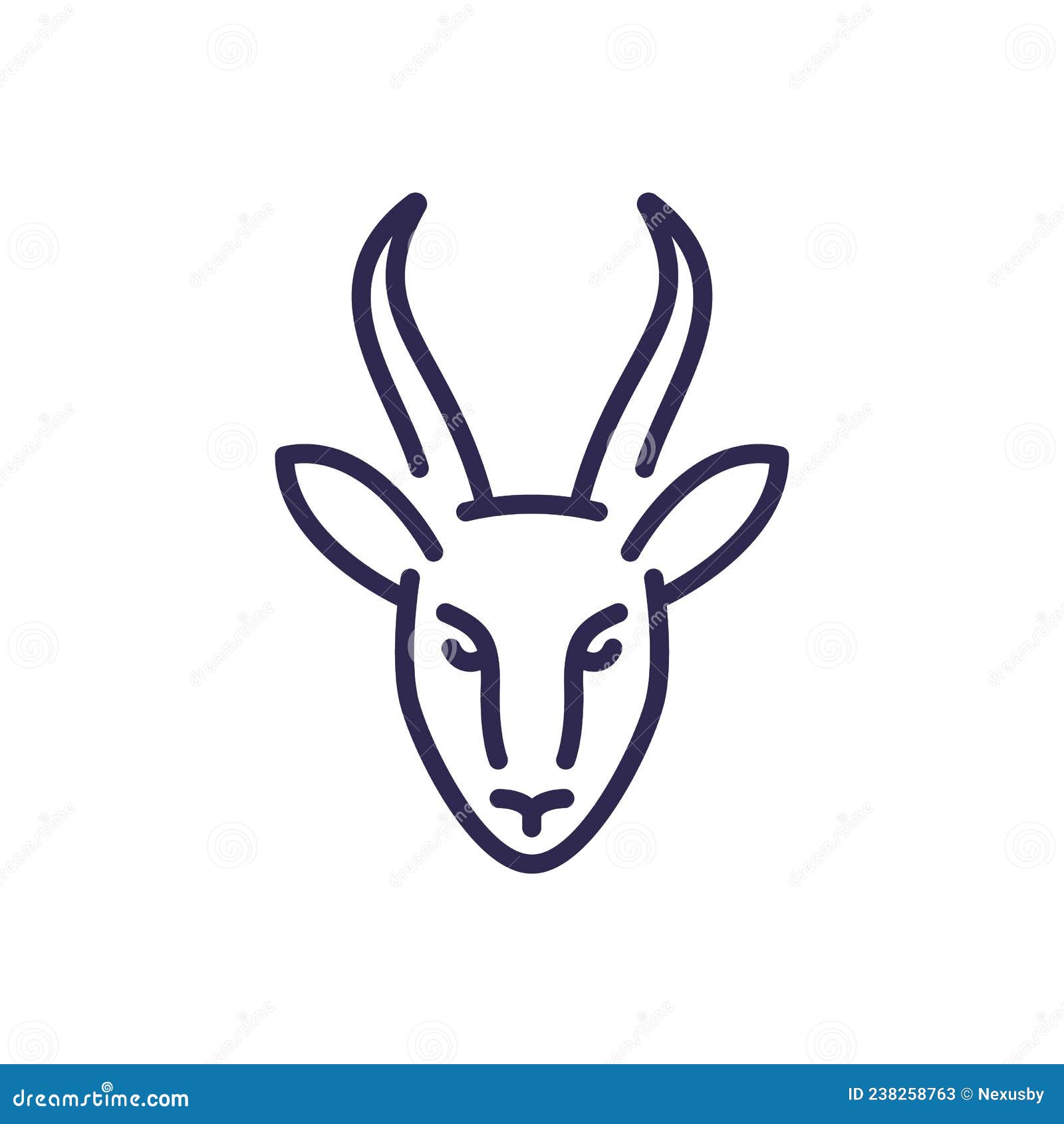 Springbok, Gazelle Line Icon on White, Vector Stock Vector ...