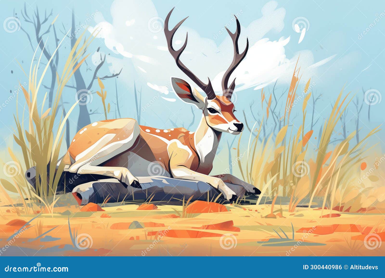 Springbok Peacefully Sleeping in Cool Savanna Shades Stock Photo ...