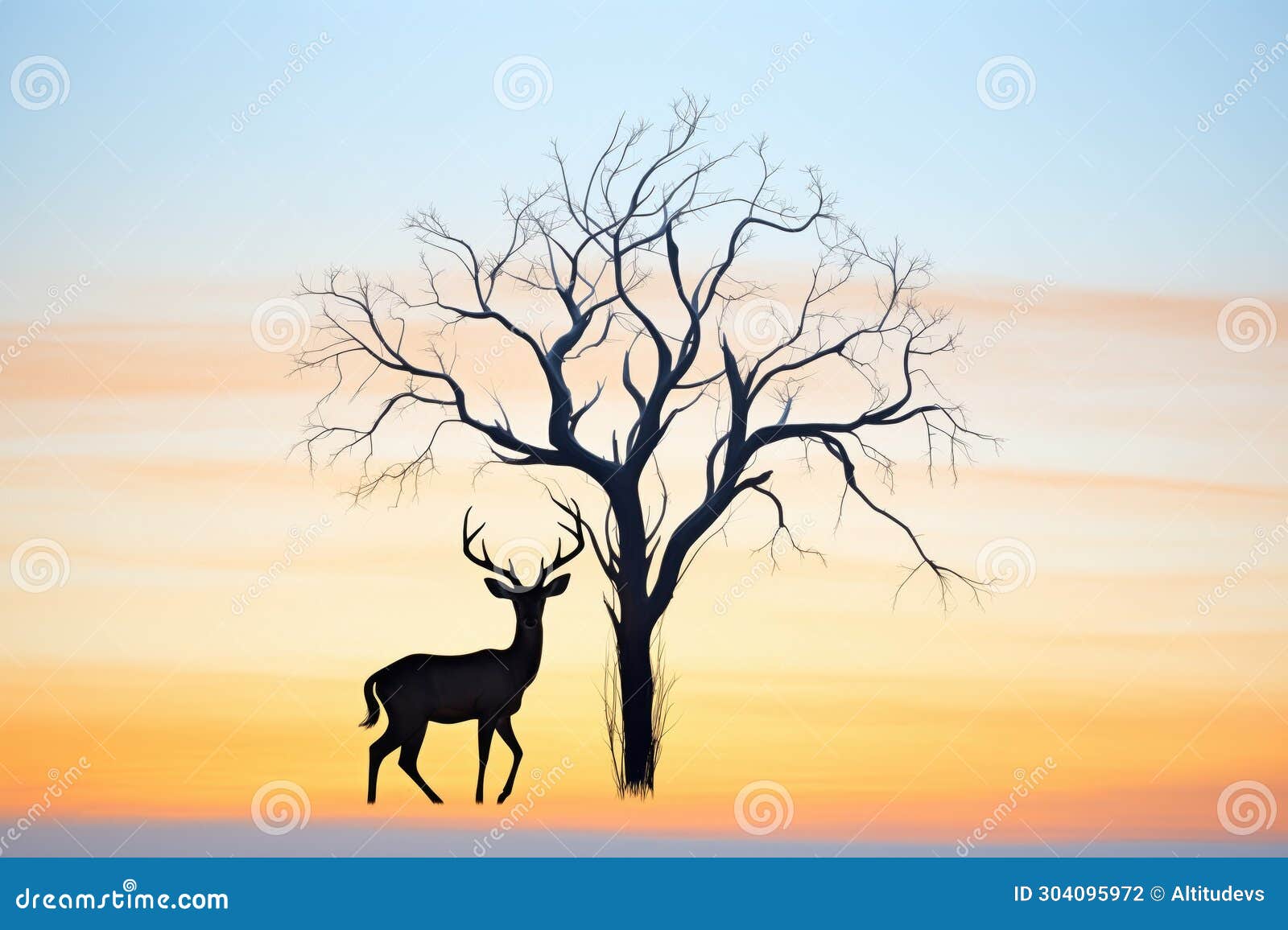 Springbok Silhouette with Acacia Tree at Dusk Stock Photo - Image of ...