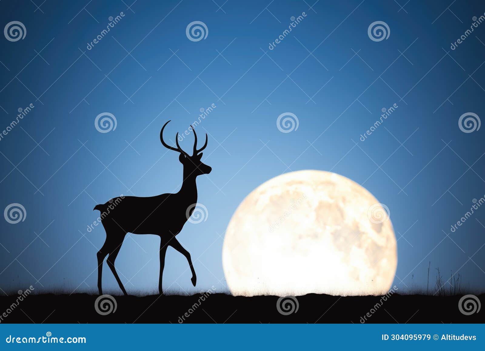 Springbok Silhouette Against Full Moon Stock Image - Image of safari ...