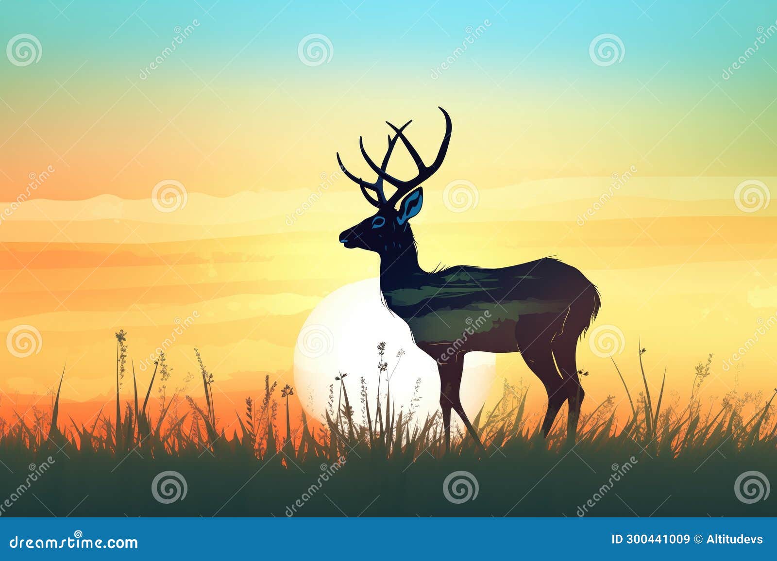 Springbok Silhouette Against Sunset in Grassland Stock Image - Image of ...