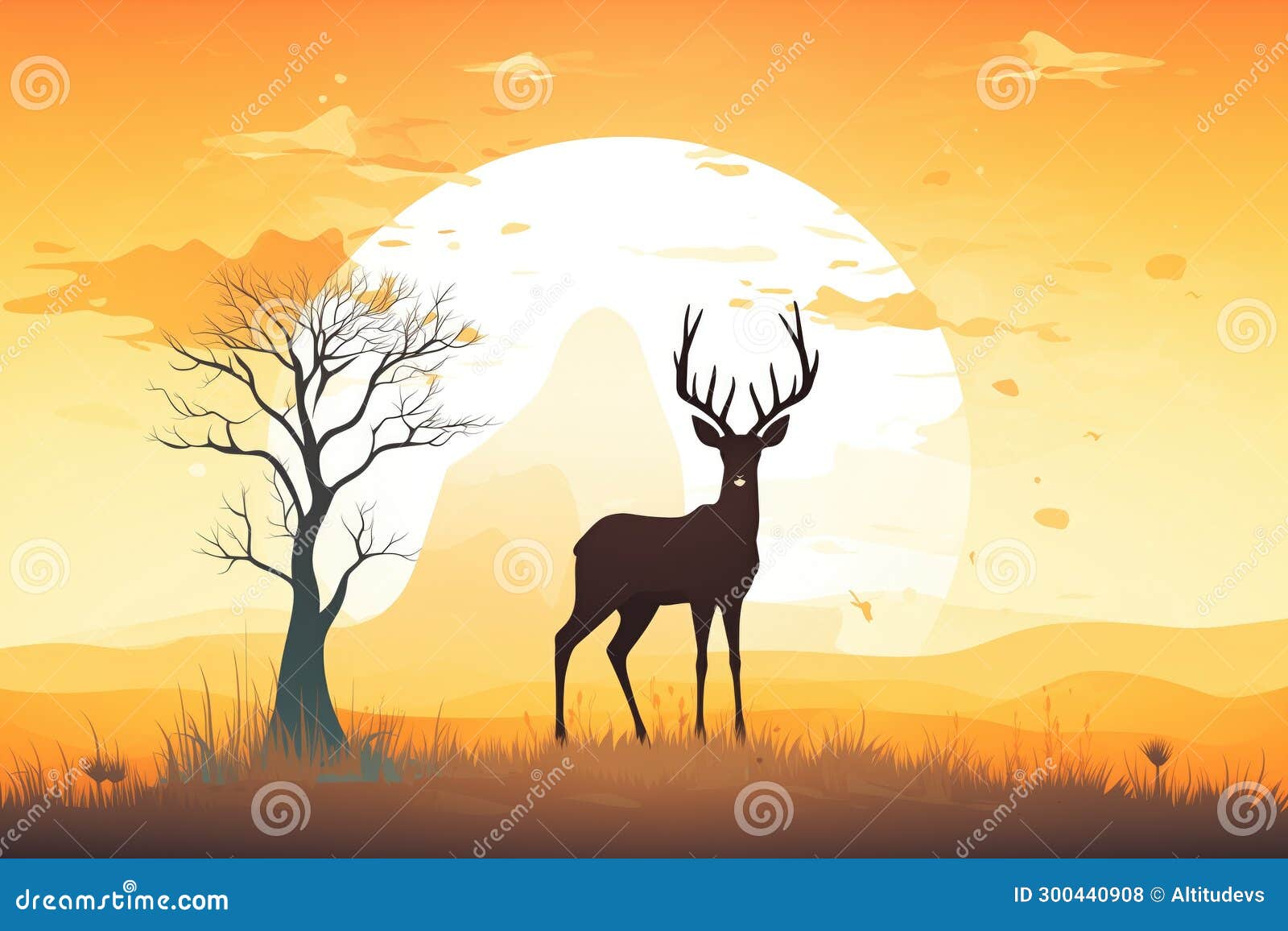Springbok Silhouette at a Savanna Sunrise Scene Stock Photo - Image of ...