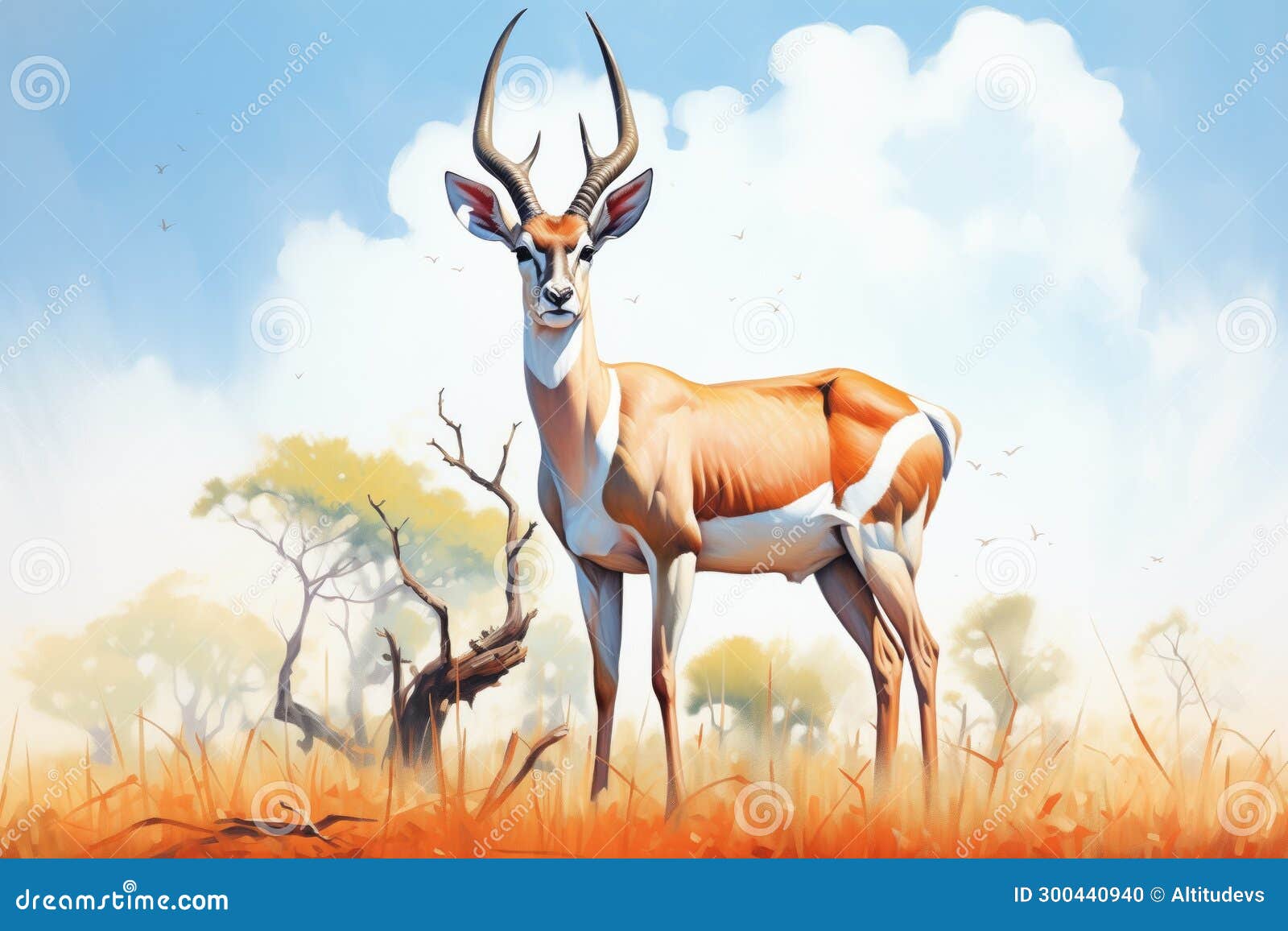 Springbok Standing Guard for Predators, Savanna Scenery Stock Photo ...