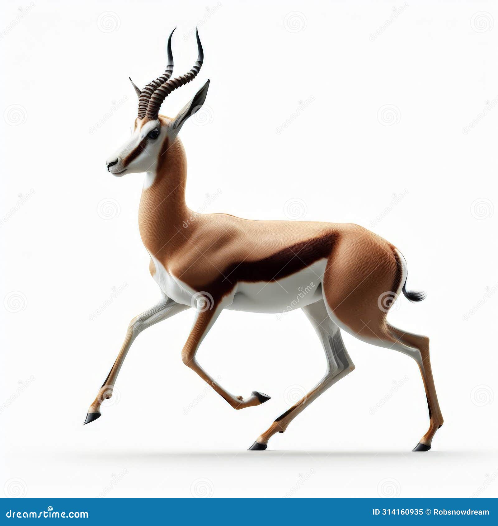 Image of Isolated Springbok Against Pure White Background, Ideal for ...