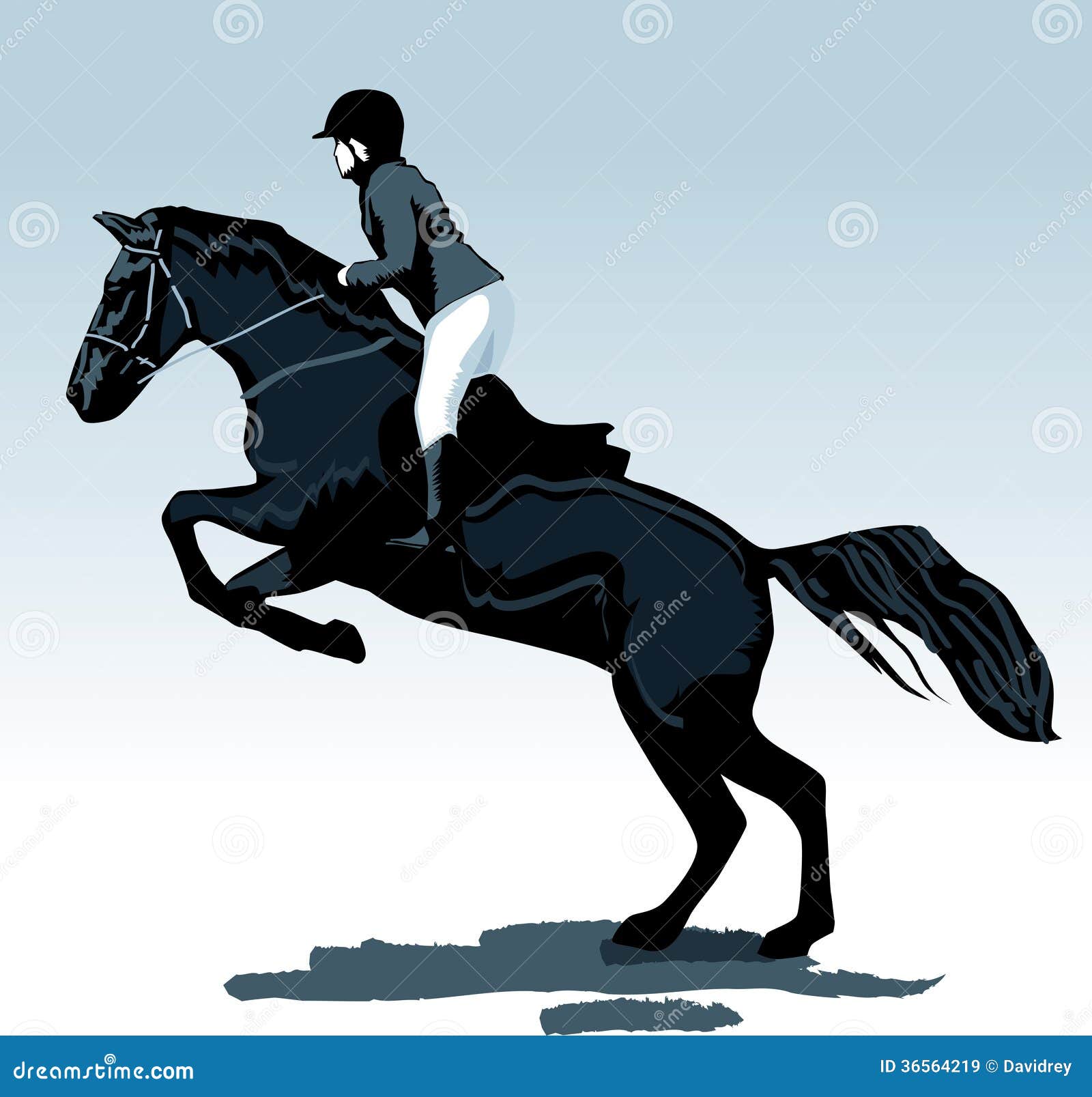 Springend Paard Clipart Vintage Beeld Van Een Springend Paard Blauw