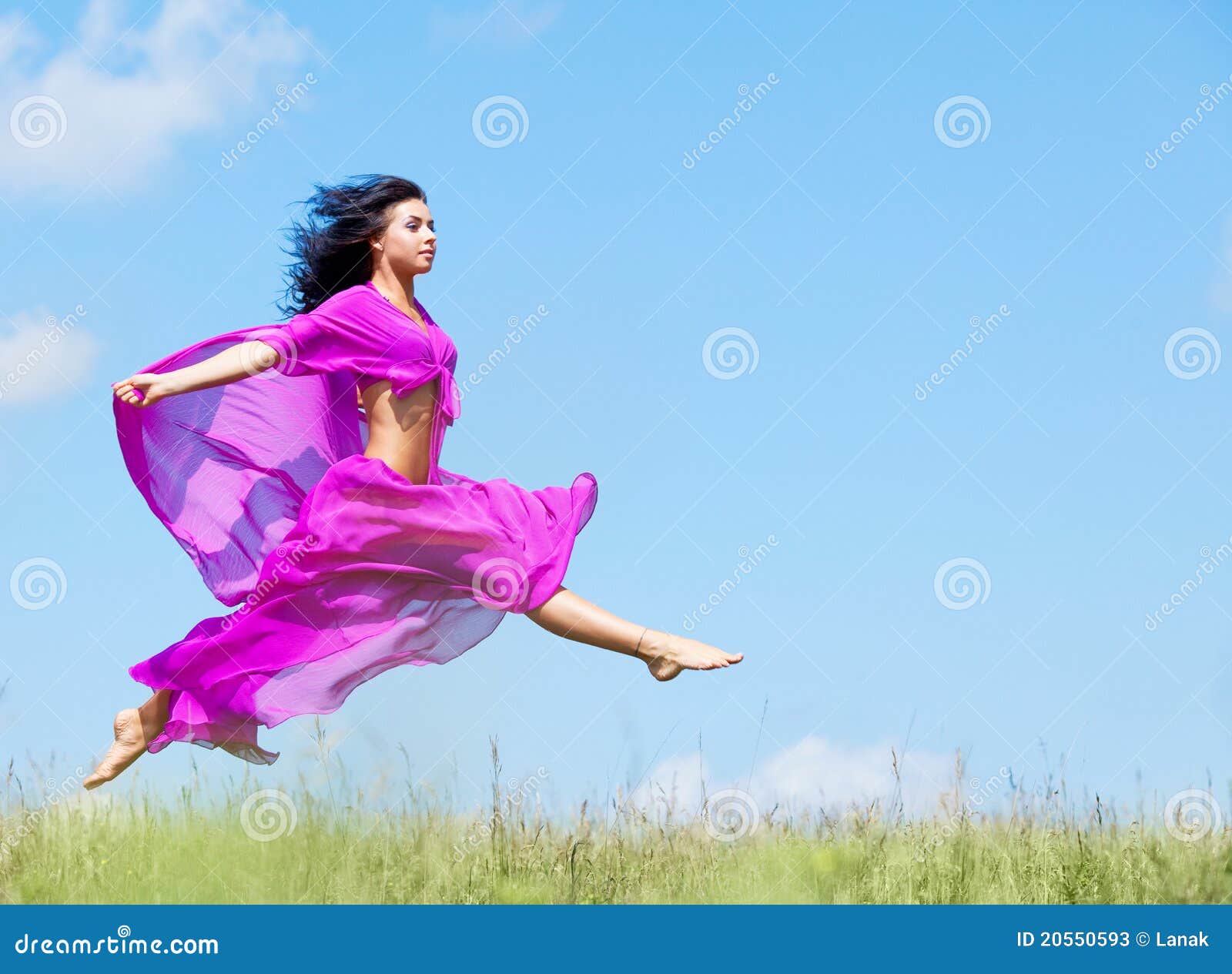 Springende Frau stockbild. Bild von tanz, feld, rock - 20550593