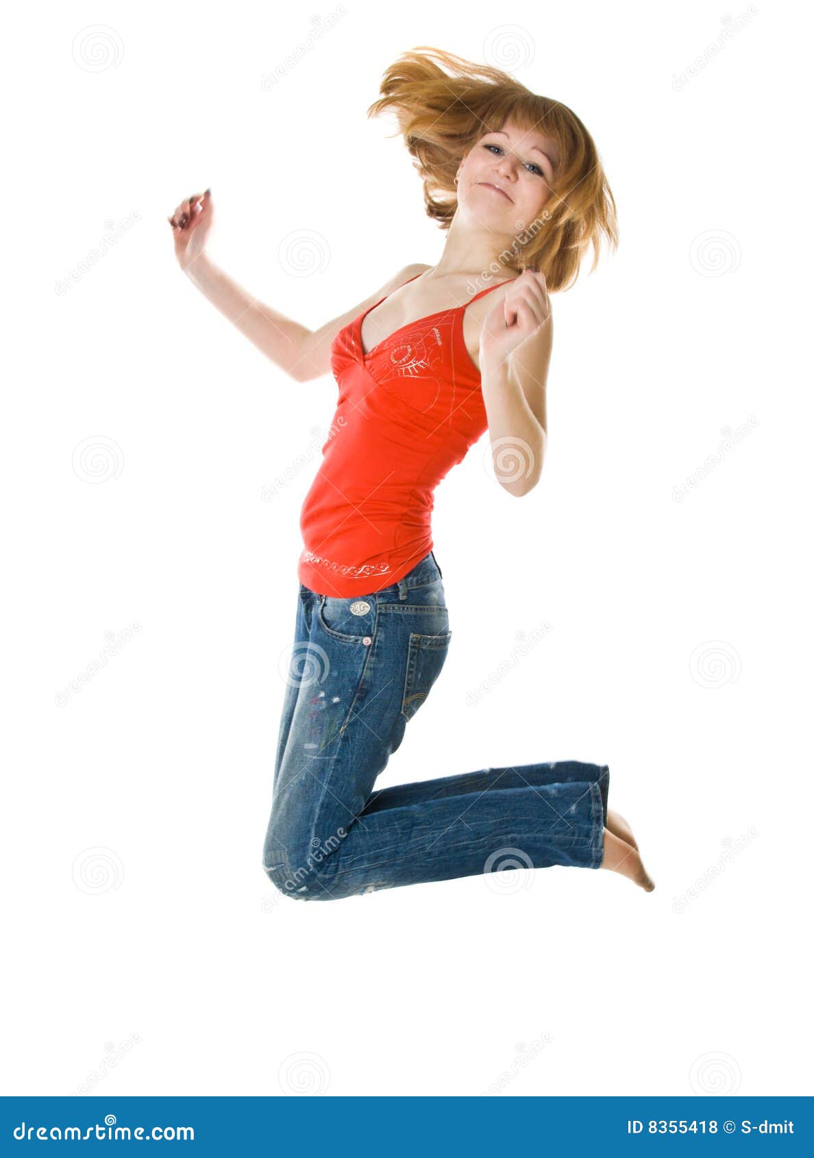 Springende Frau stockfoto. Bild von überbrücker, person - 8355418