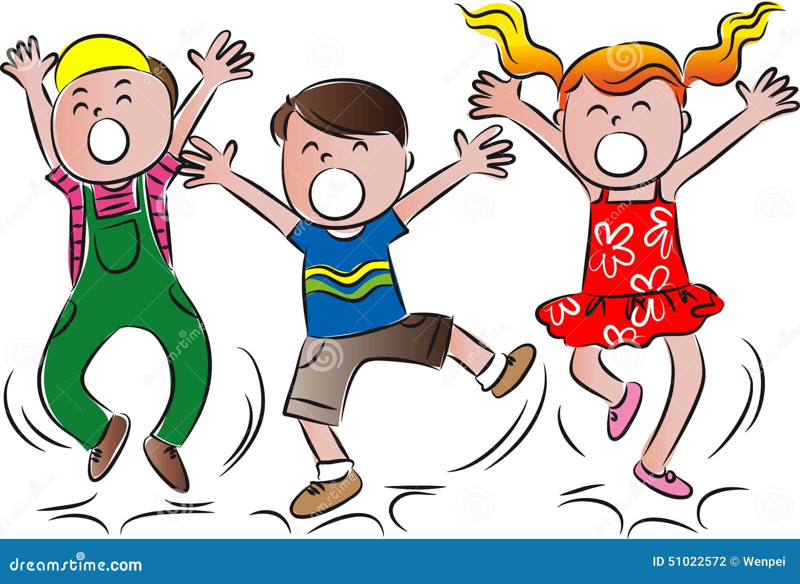 Springende Kinder stock abbildung. Illustration von karikatur - 51022572