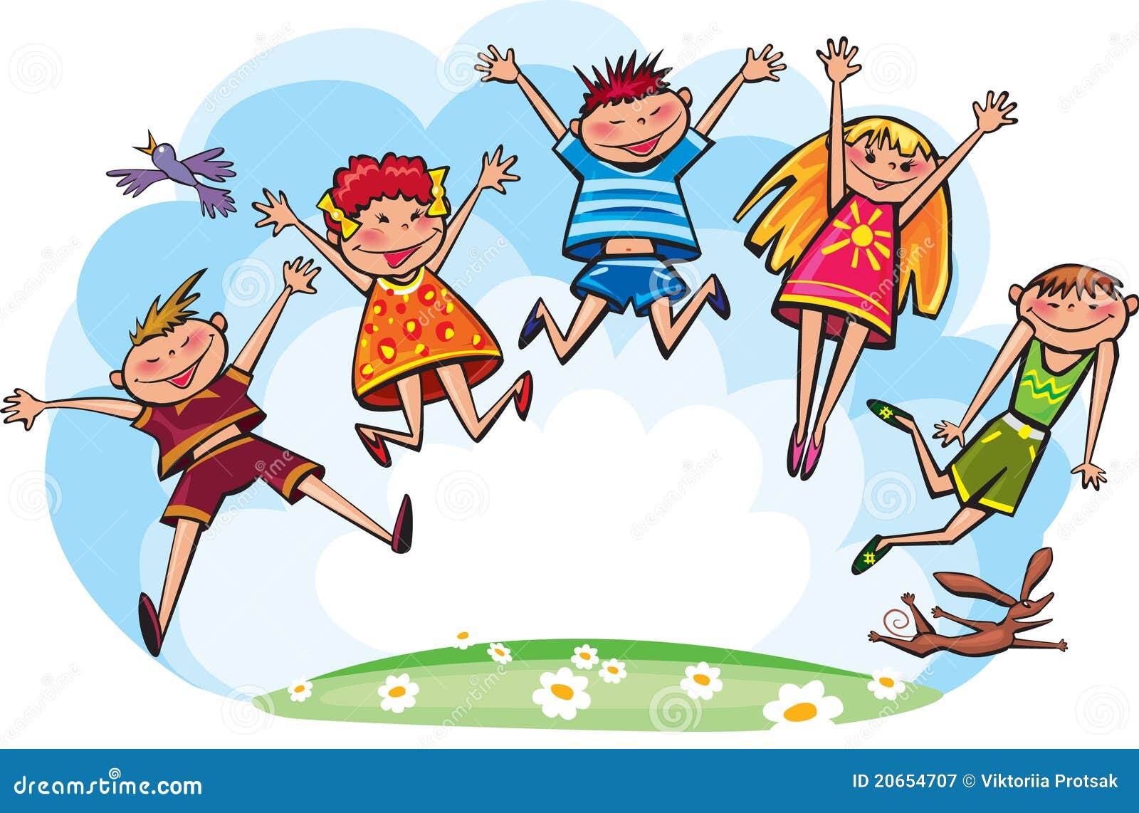 Springende kinderen vector illustratie. Illustratie bestaande uit ...