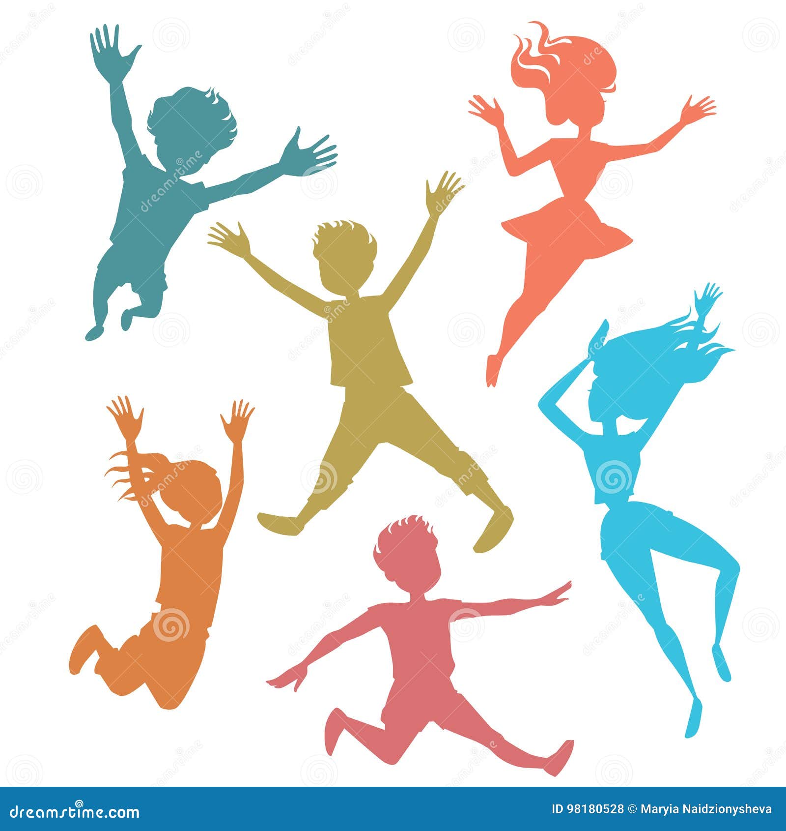 Springende Kinderensilhouetten Vector Illustratie - Illustration of ...