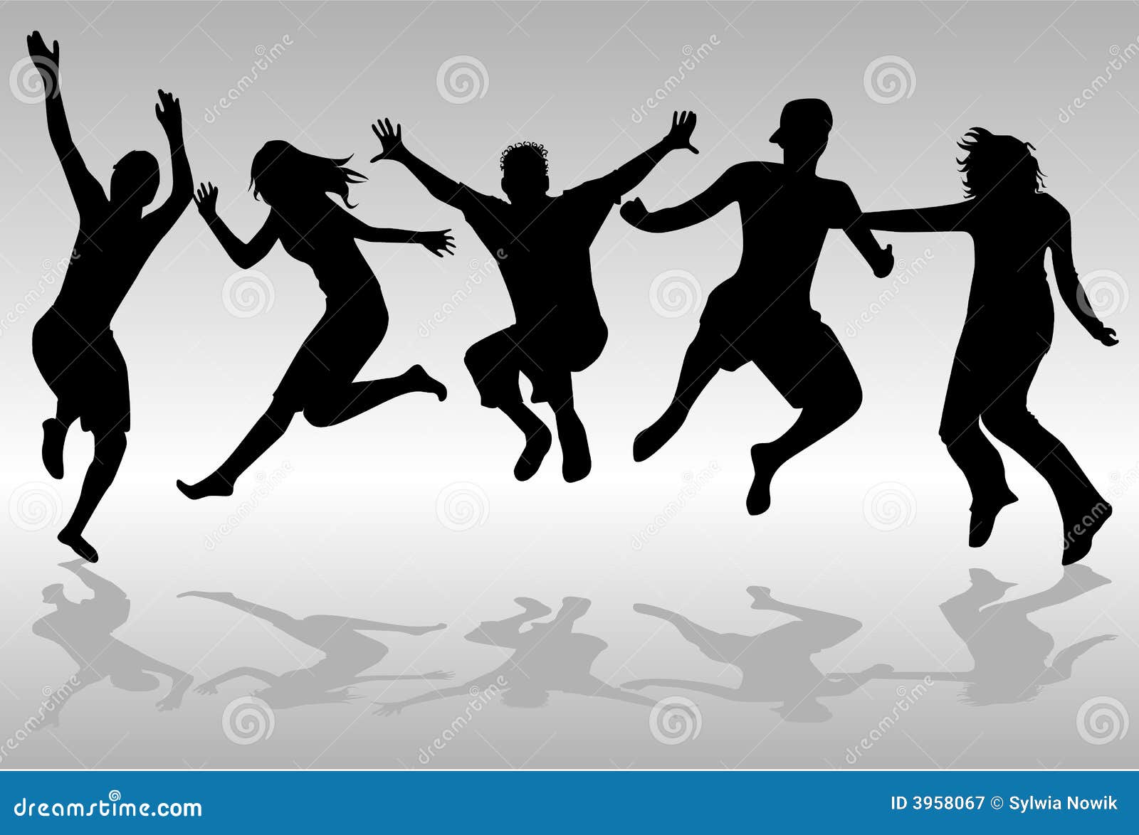 Springende Leute vektor abbildung. Illustration von schattenbild - 3958067