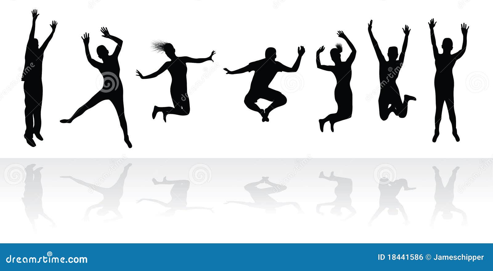 Springende mensen vector illustratie. Illustration of muziek - 18441586