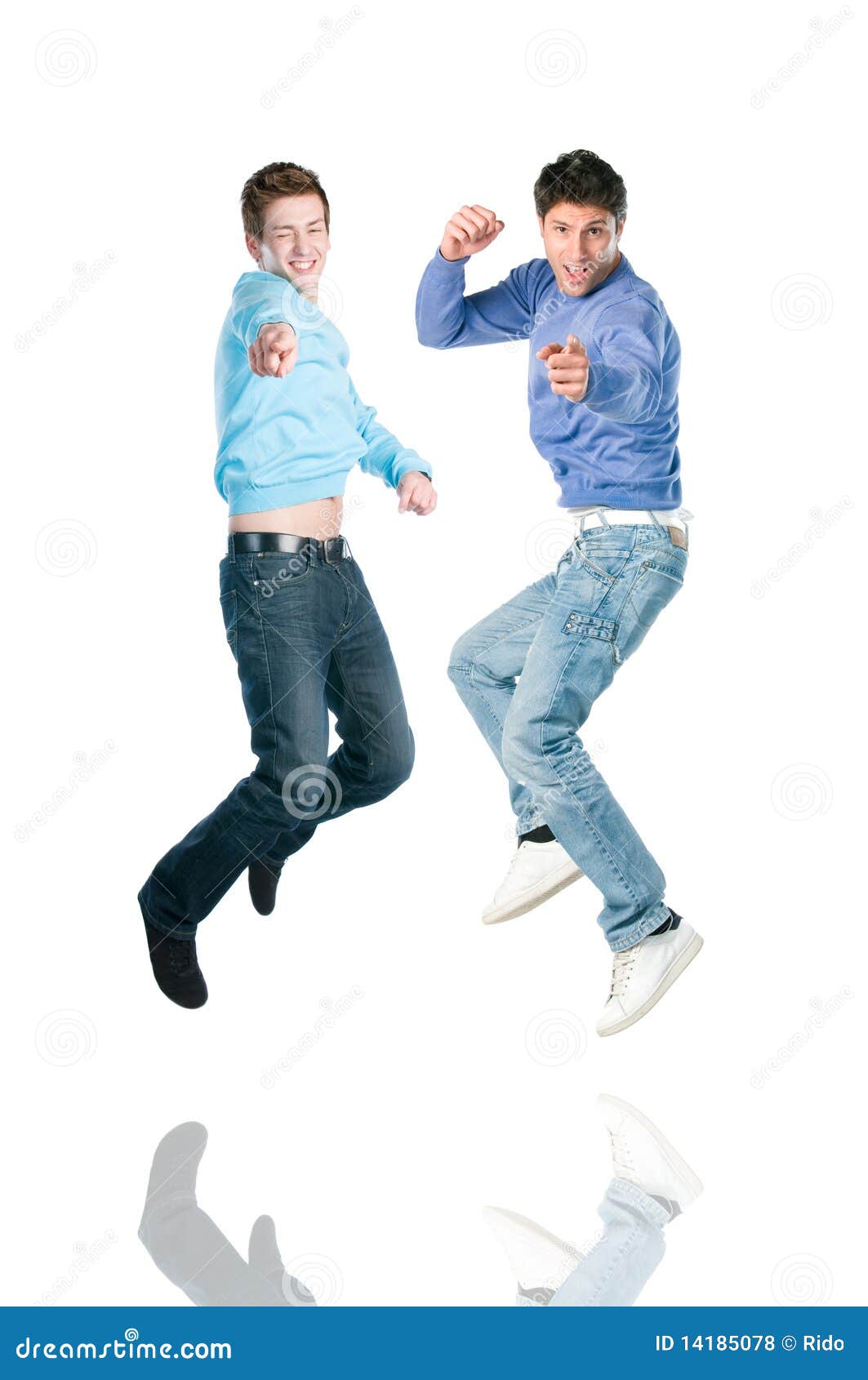 Springende Mensen Die Op U Richten Stock Foto - Image of vrolijk ...