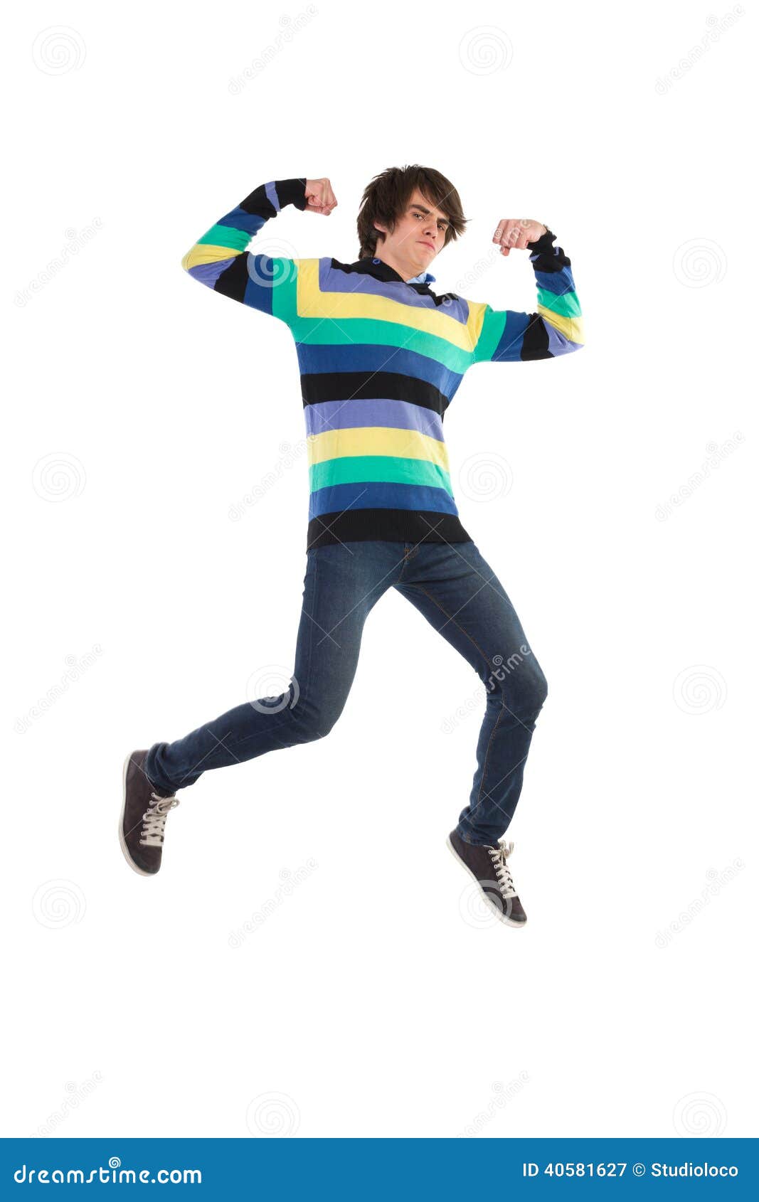 Springender junger Mann stockbild. Bild von erwachsener - 40581627