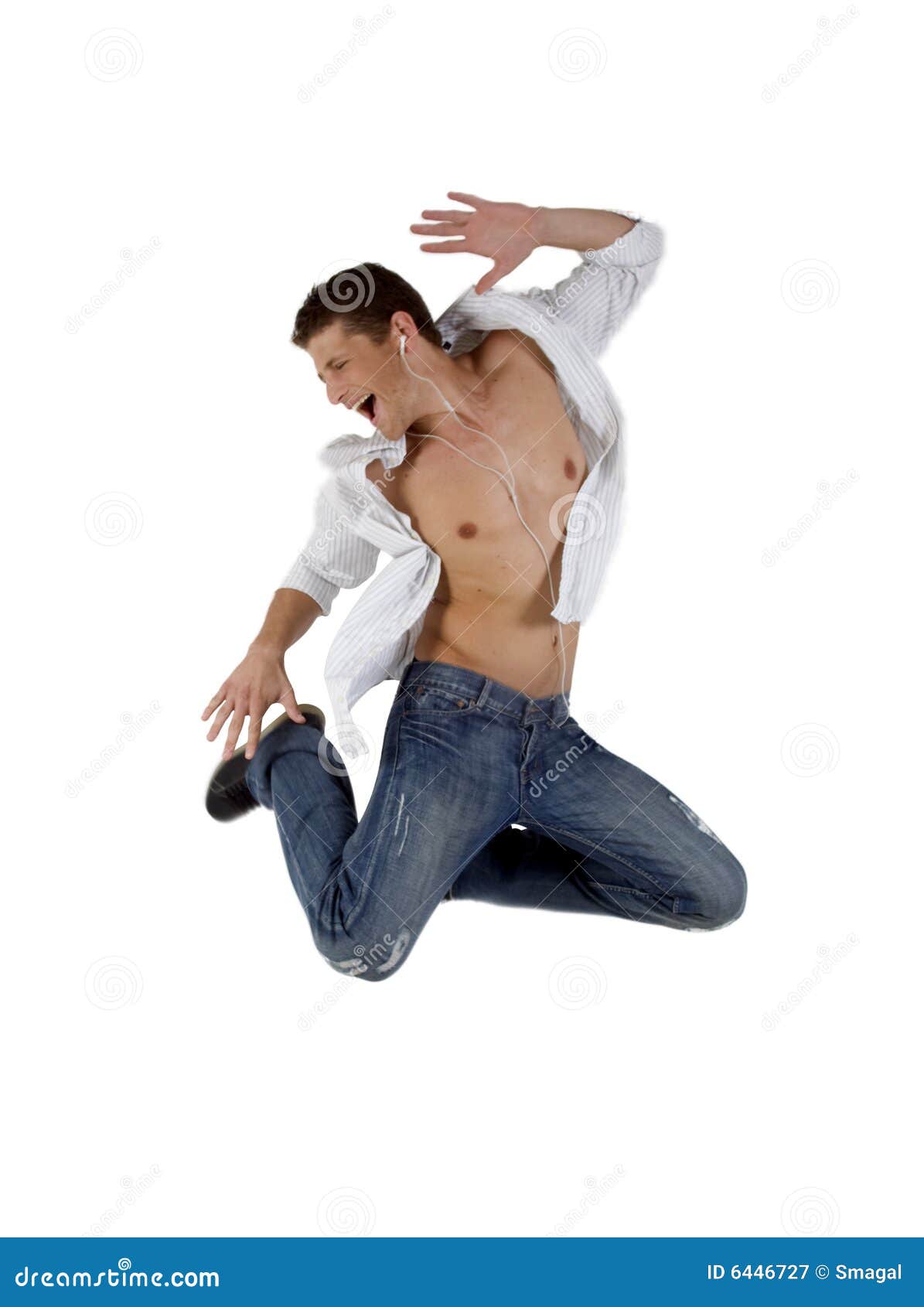 Springender Mann Mit Kanaltelefon Stockbild - Bild von mini, draht: 6446727