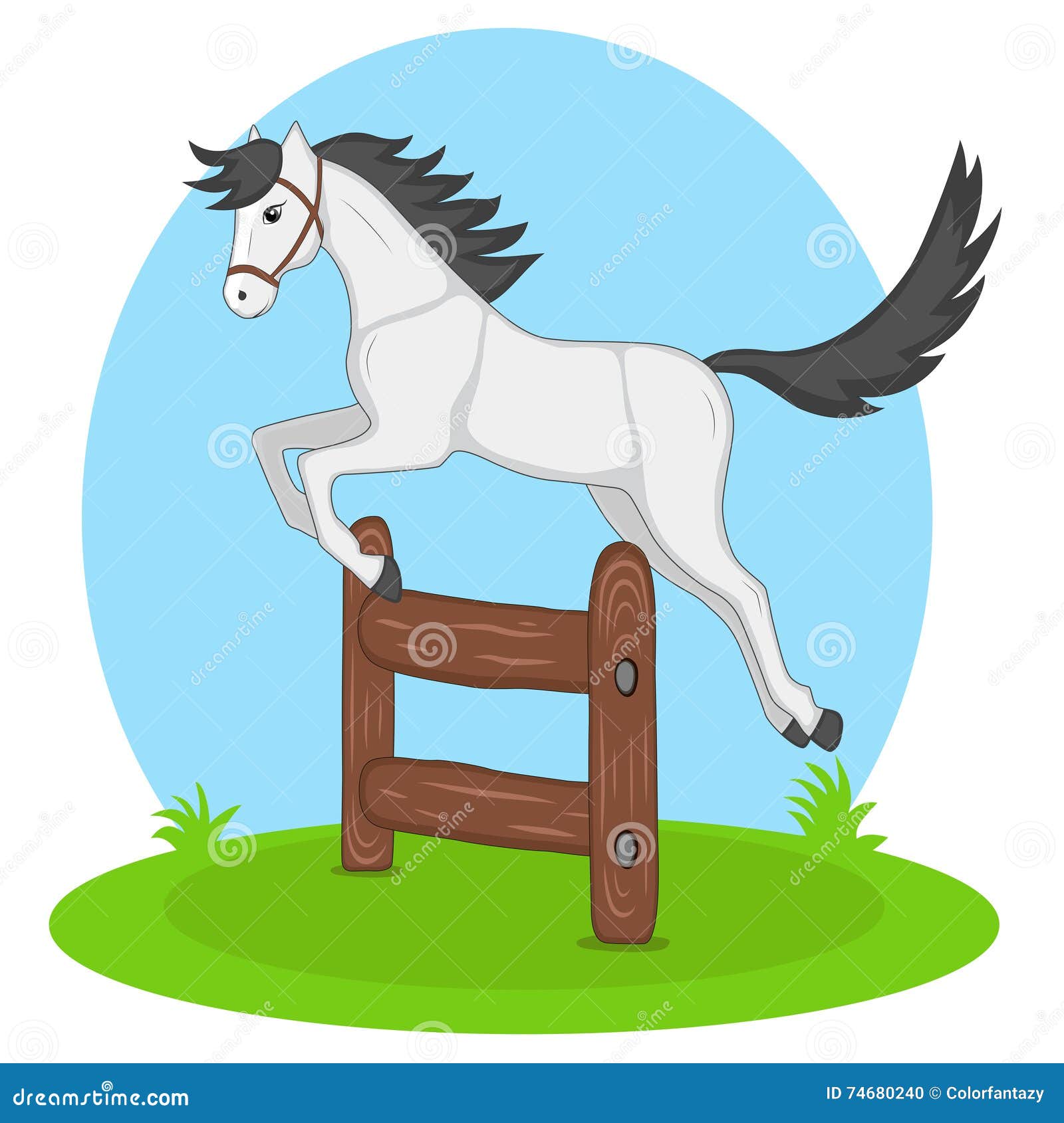 Springendes Pferd vektor abbildung. Illustration von himmel - 74680240