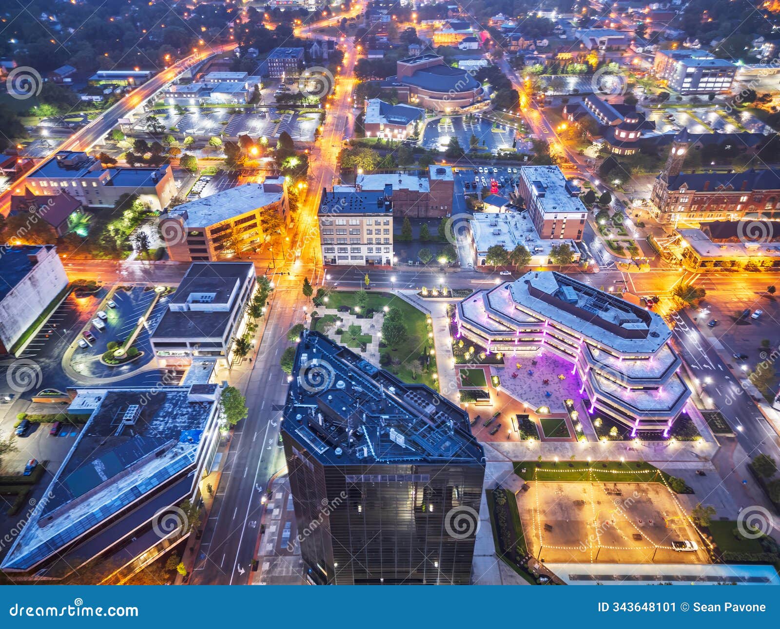 Springfield, Ohio, USA Town at Blue Hour Stock Image - Image of aerial ...