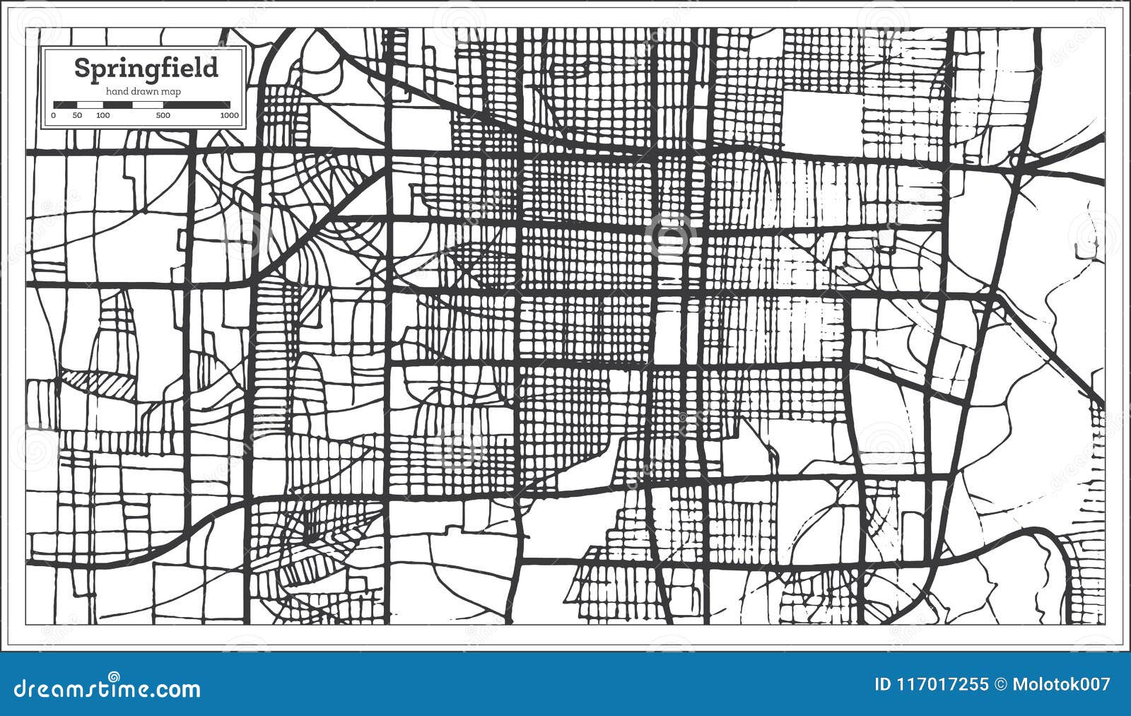 Springfield USA City Map In Retro Style. Outline Map. Cartoon Vector ...