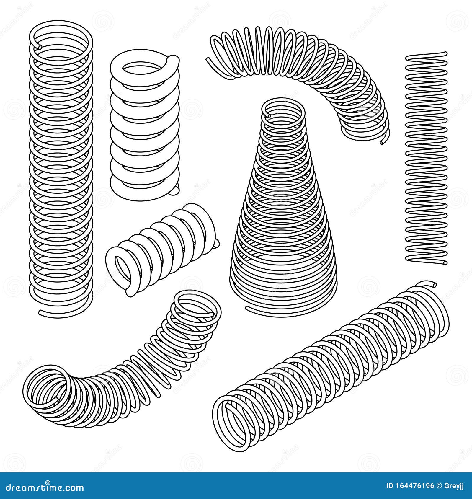 Springs Collection in Isometric View Stock Vector - Illustration of ...