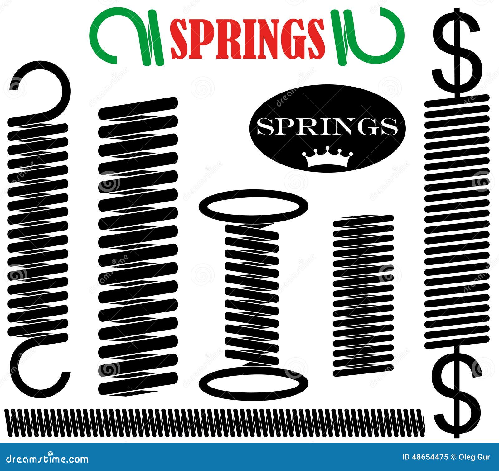Springs stock vector. Illustration of spiral, steel, springs - 48654475
