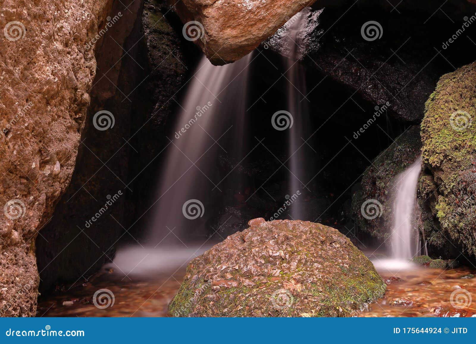 SEVERAL WATERFALLS that FALL into a CAVE from WHICH a RIVER is BORN ...
