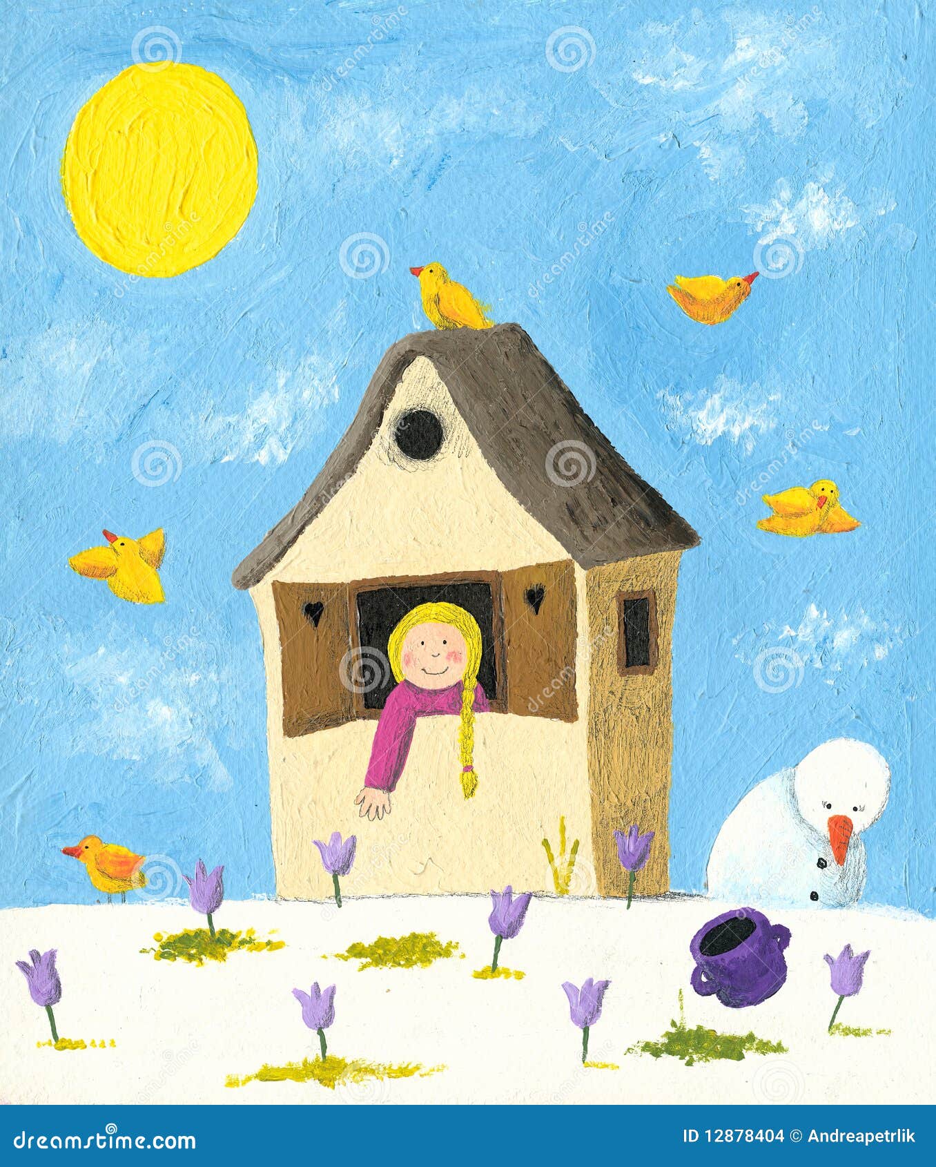 Springtime stock illustration. Illustration of farmhouse - 12878404