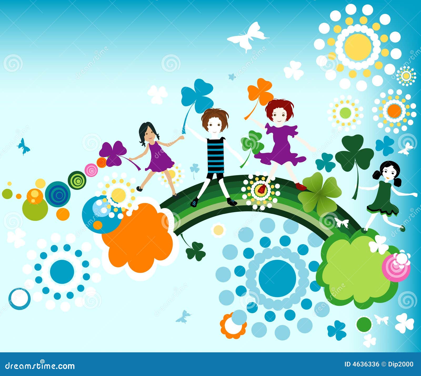 Springtime stock vector. Illustration of butterfly, clover - 4636336