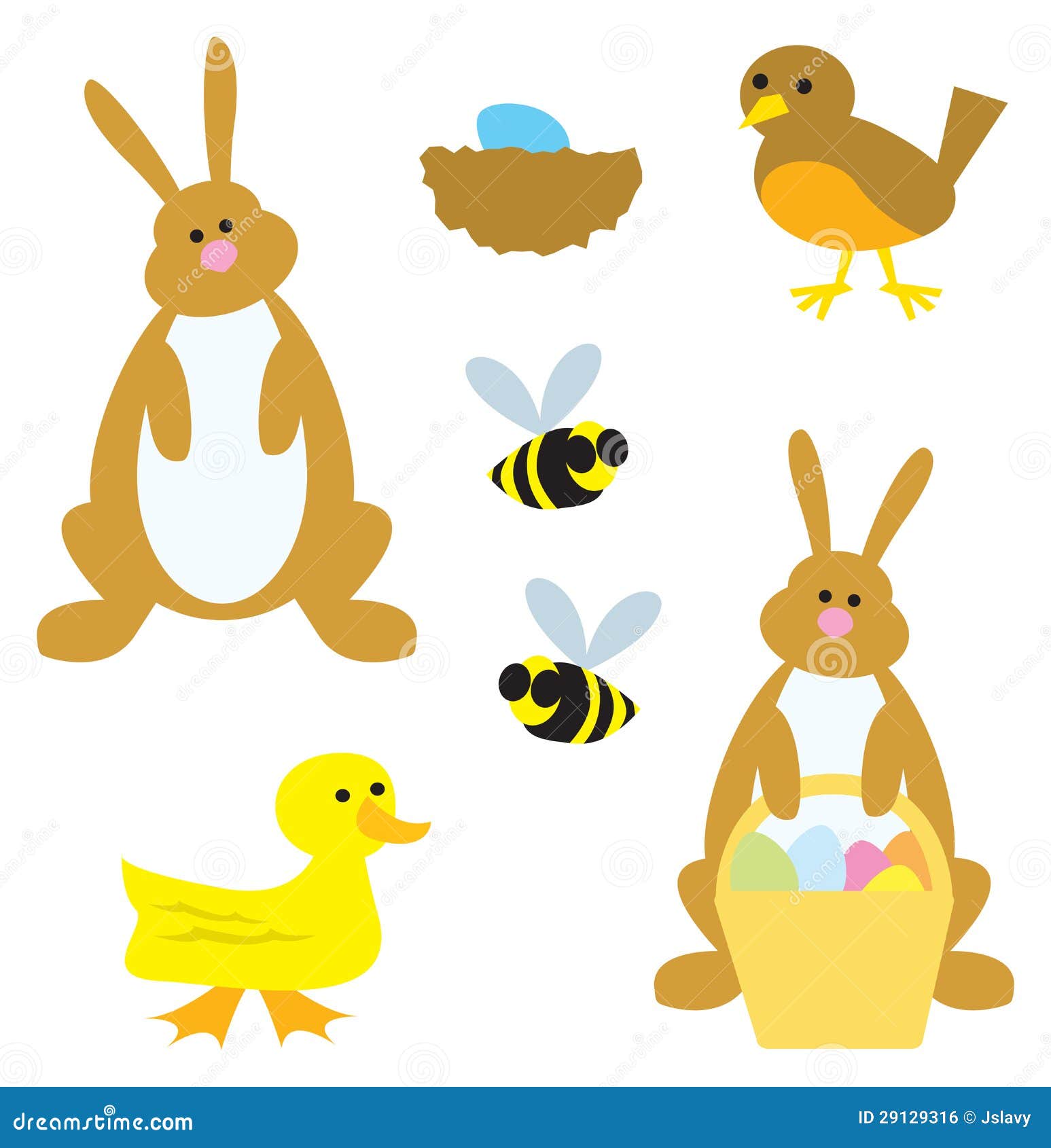 Springtime Animals stock vector. Illustration of basket - 29129316