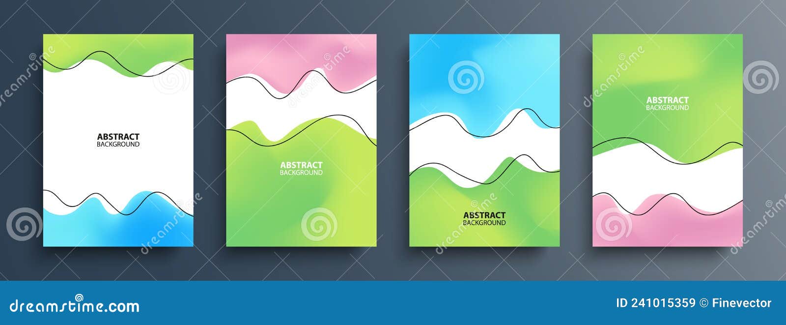 Springtime Backgrounds with Various Dynamic Wavy Shapes and Black ...