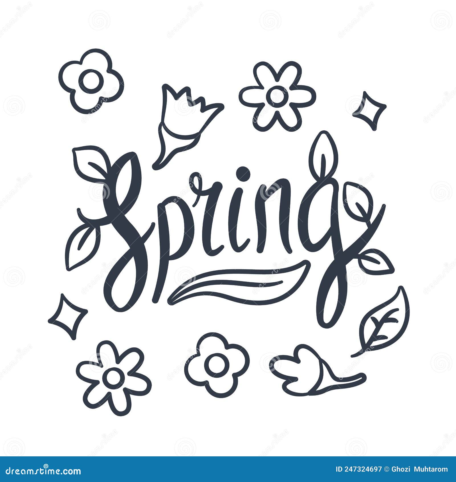 Springtime Banner Single Isolated Icon with Sketch Hand Drawn Outline ...