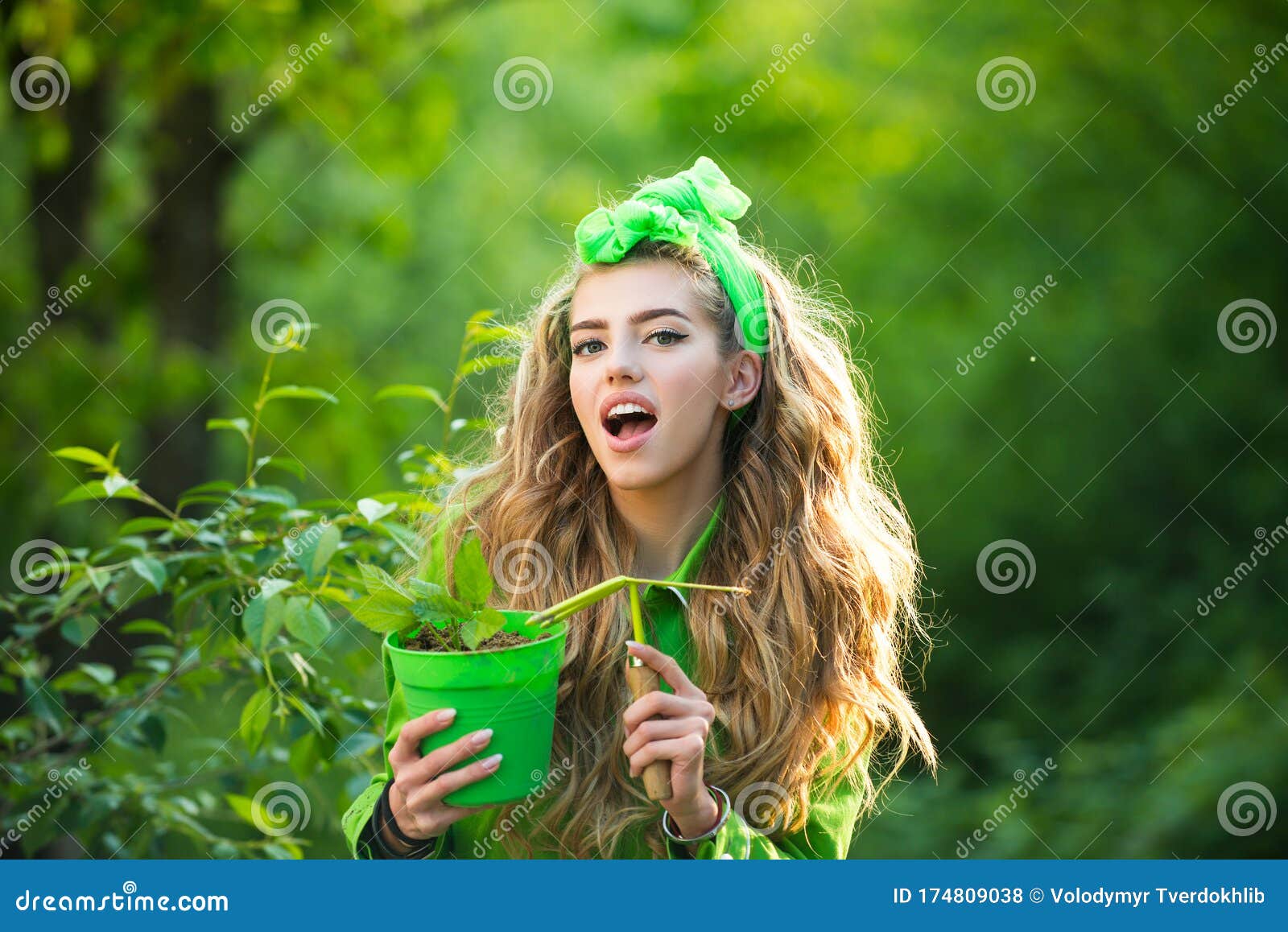 Springtime. Beauty Spring Girl with Flower Pot. Stock Photo - Image of ...