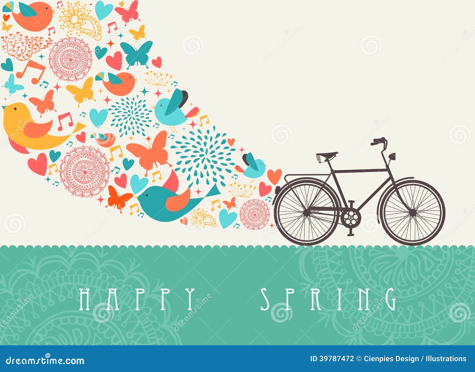 Springtime bicycle concept stock vector. Illustration of elegant - 39787472