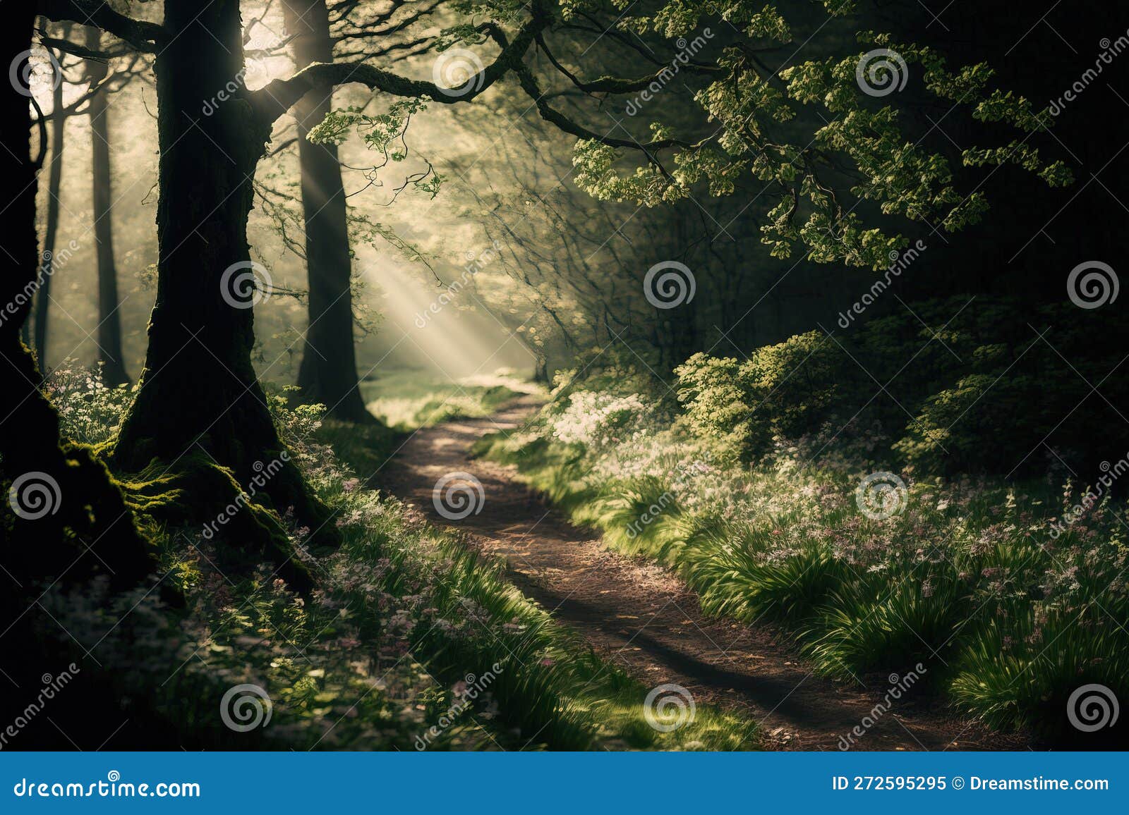 Springtime Brings a Lovely Forest with Beautiful Sunlight Filtering ...