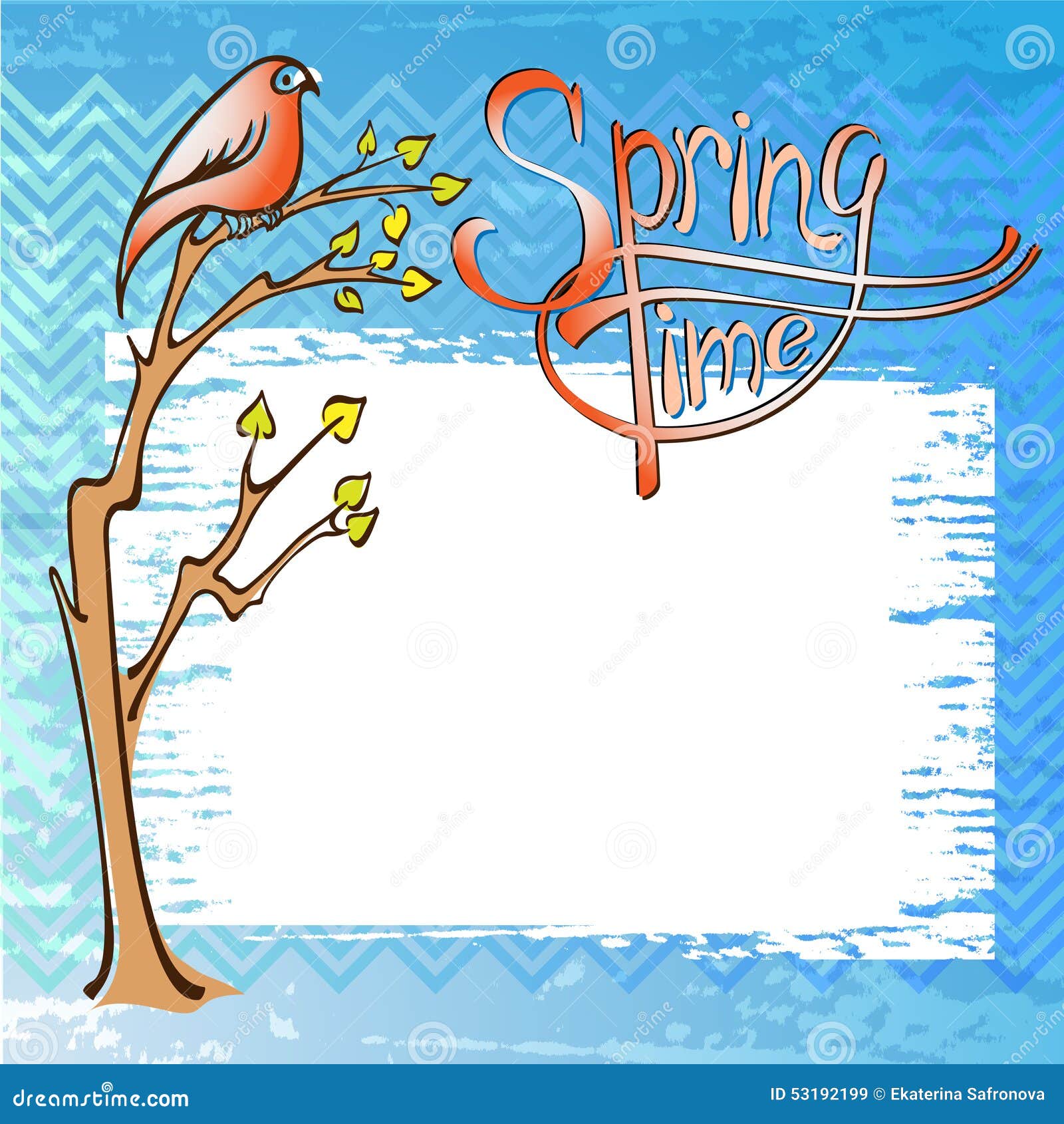 Springtime Card with a Bird Stock Vector - Illustration of color, blue ...