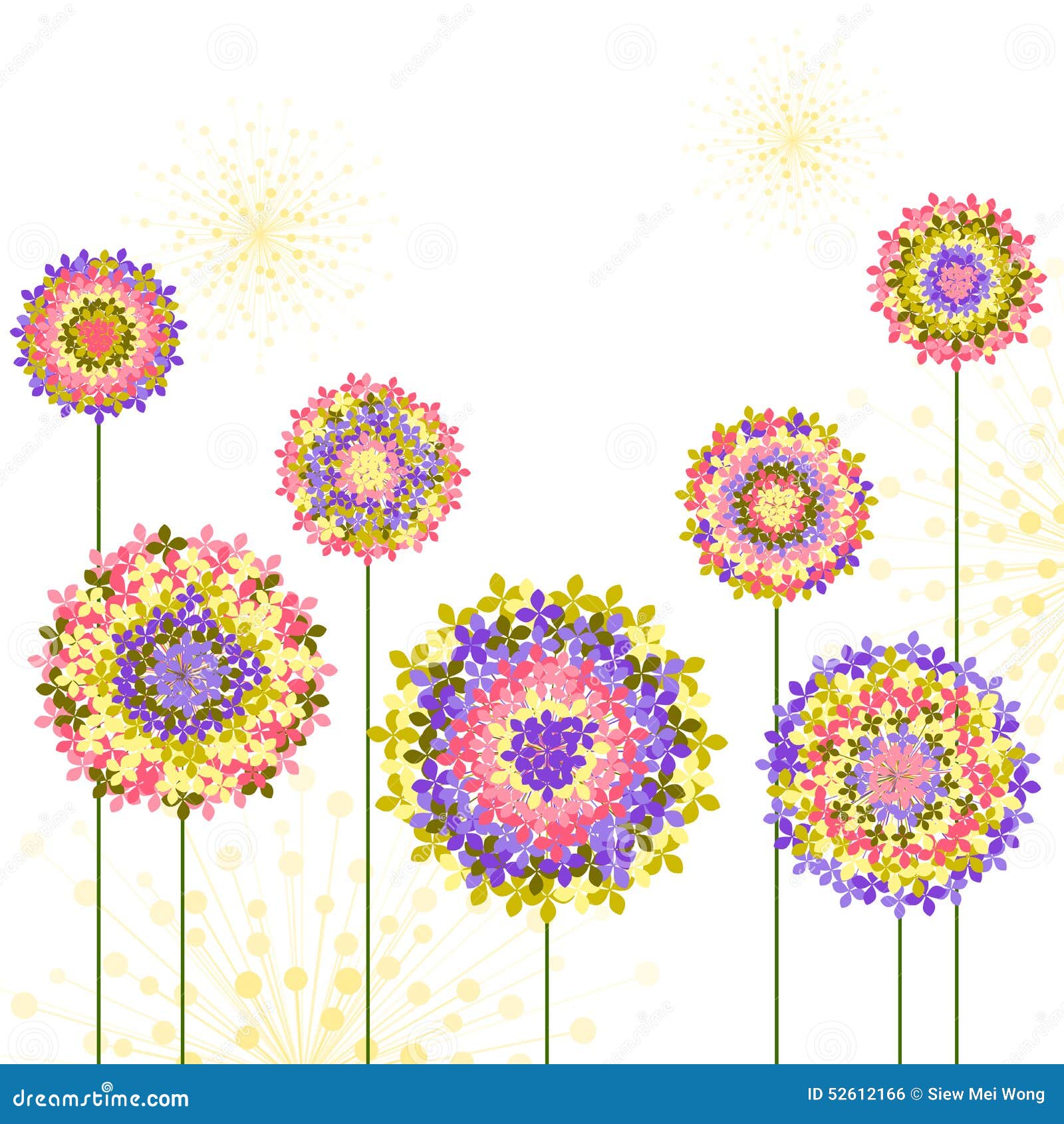 Colorful Hydrangea Flower Seamless Background Vector Illustration ...