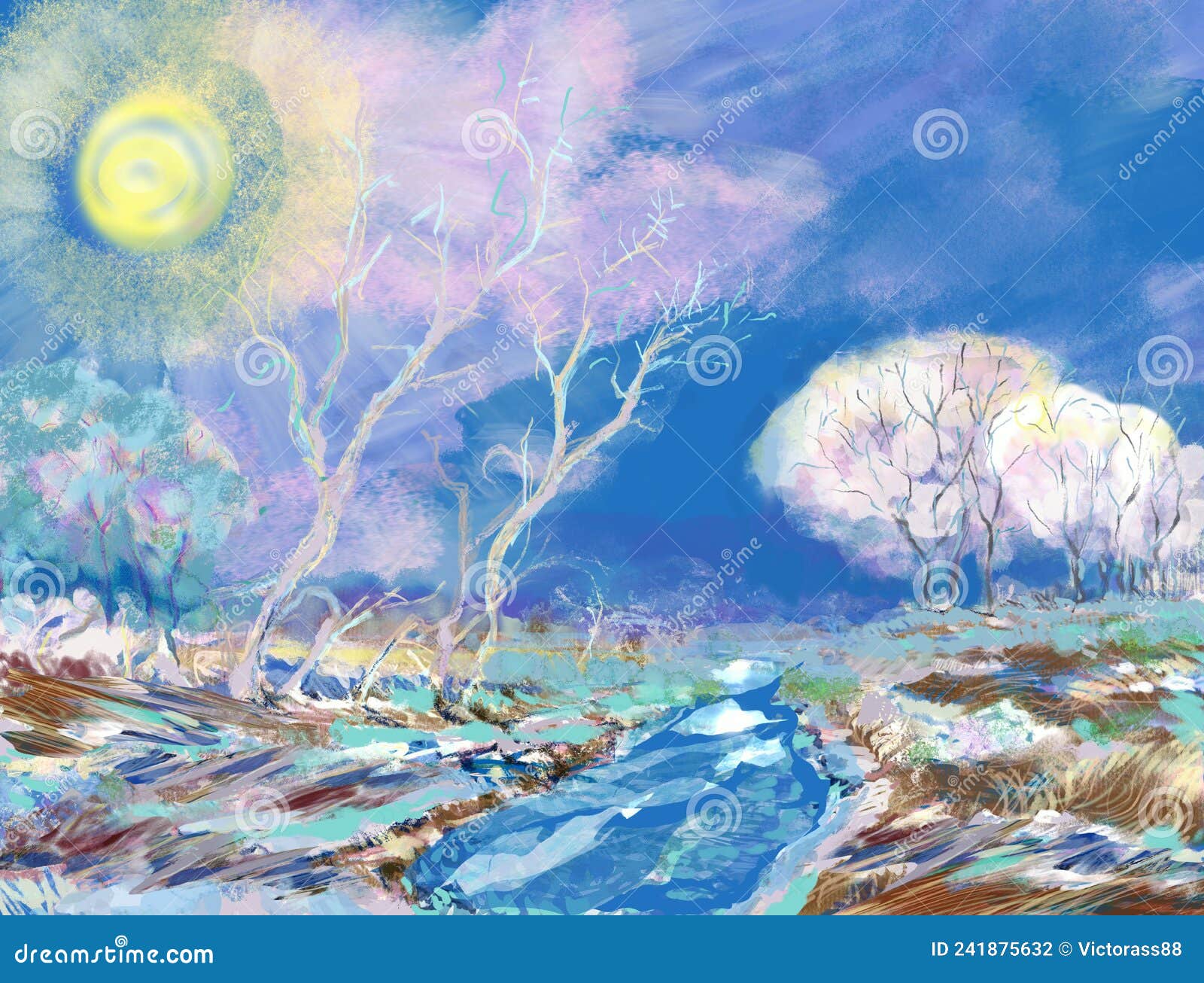 Springtime is coming stock illustration. Illustration of trees - 241875632