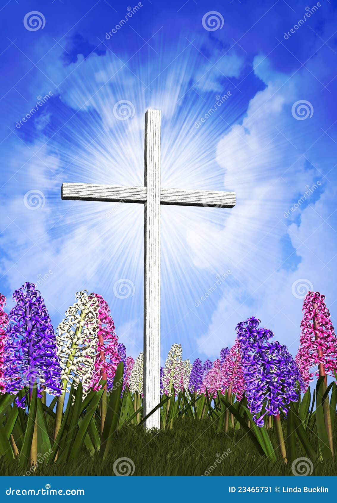 Springtime Easter Cross stock illustration. Illustration of sunshine ...