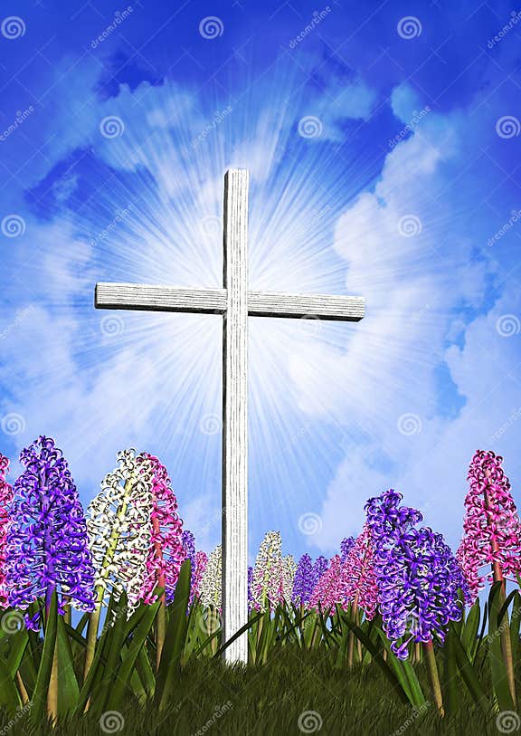 Springtime Easter Cross stock illustration. Illustration of sunshine ...