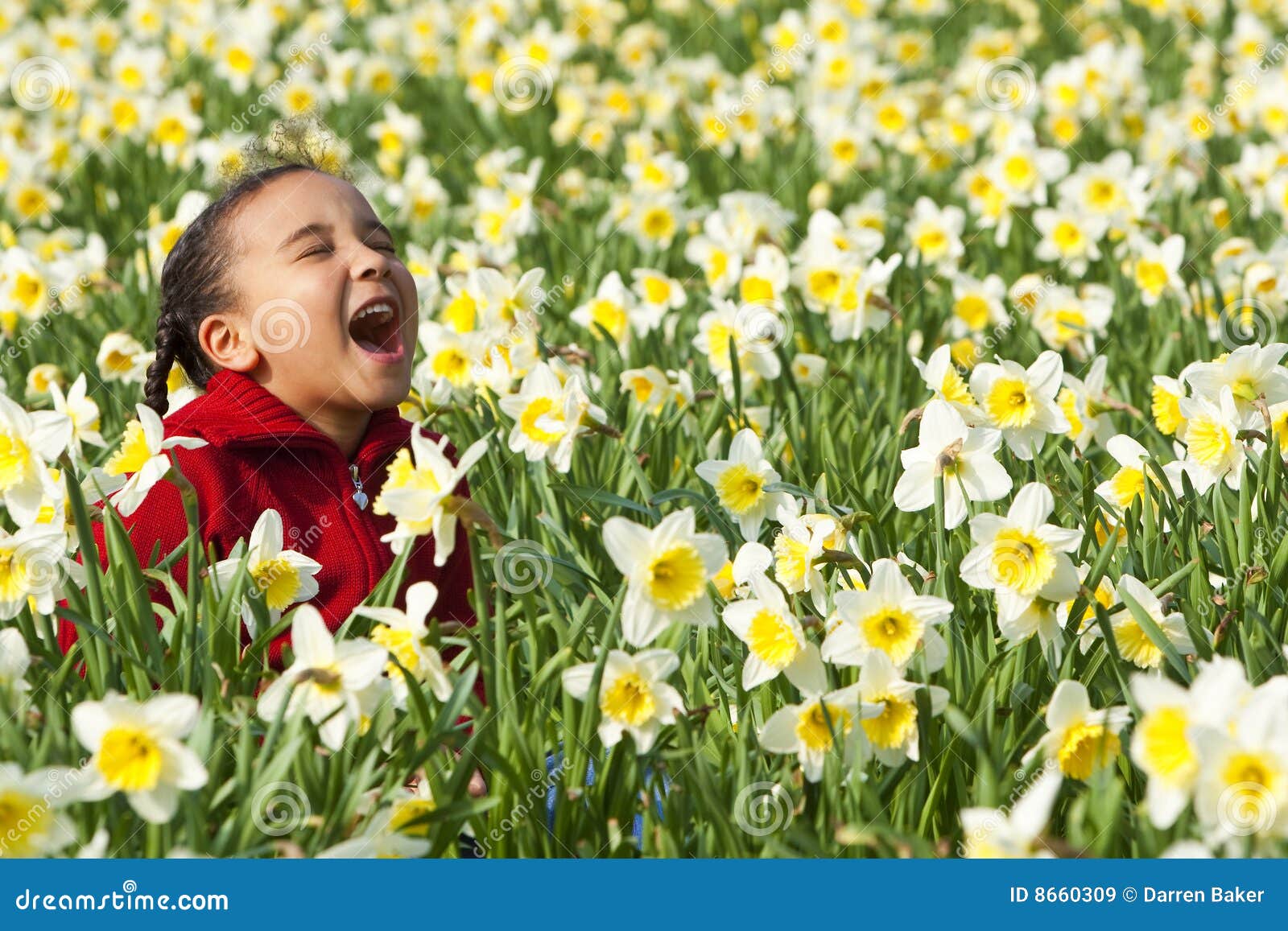 Springtime Fun stock image. Image of flowers, race, interracial - 8660309