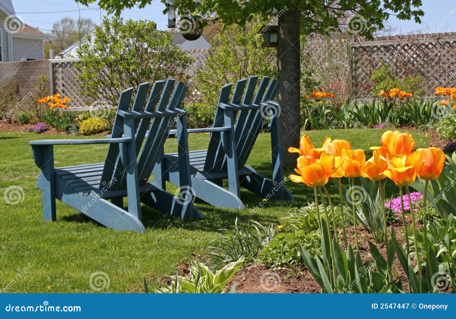 Springtime Garden Chairs stock image. Image of garden - 2547447